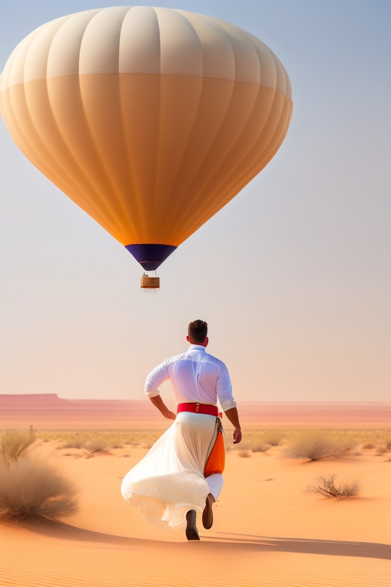 Lexica - "A runaway lamb in the desert with a man wearing a colorful ...