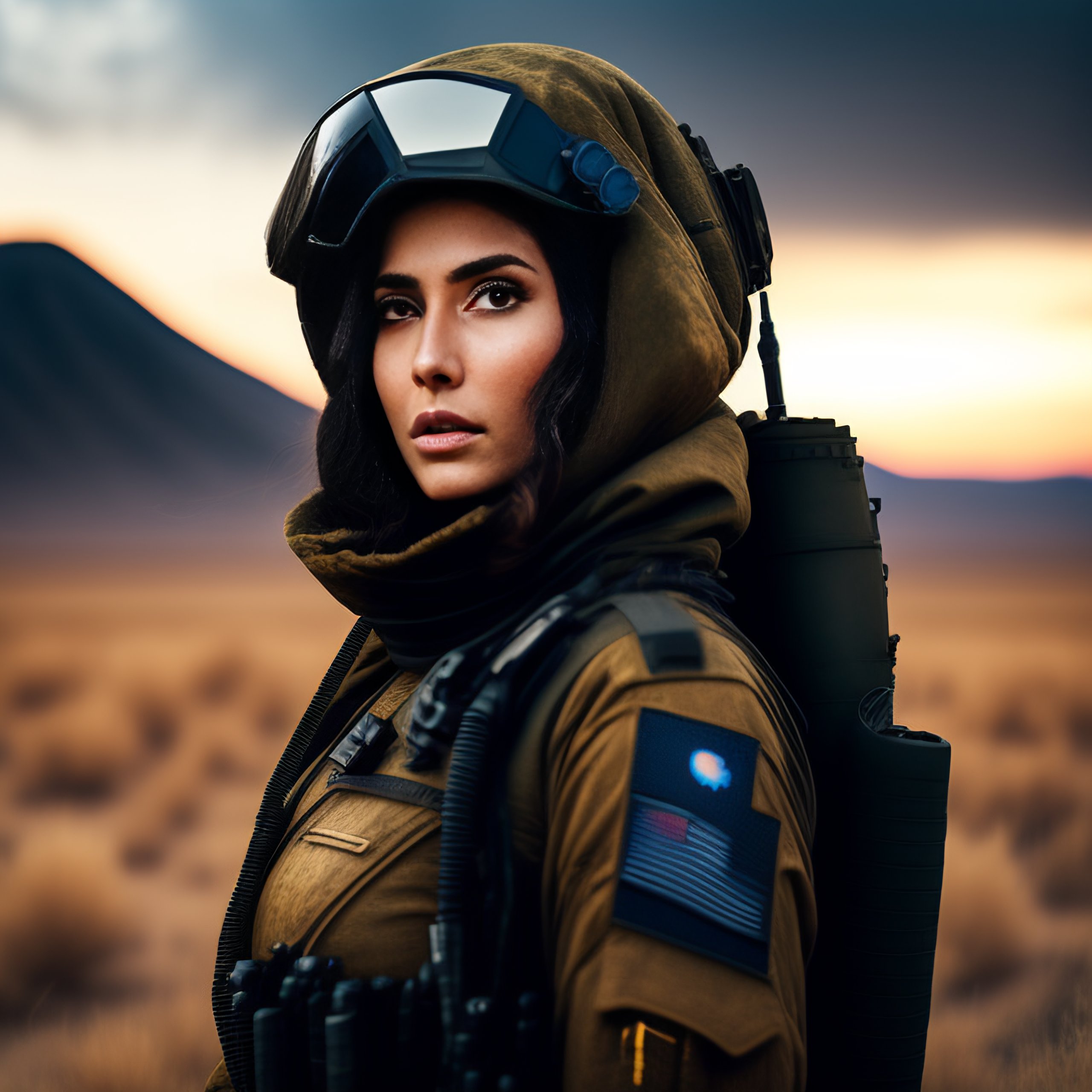 Lexica - A cyber beautiful Russian girl warrior in a burnt land ...