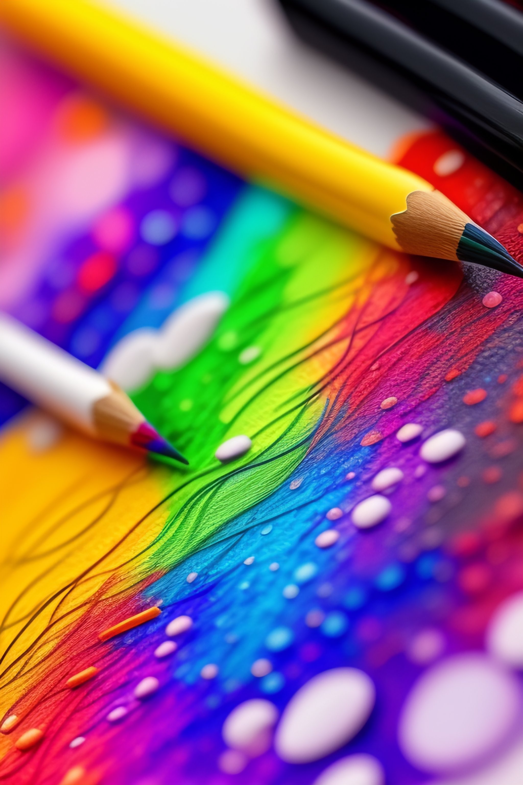 Lexica - Scribble art with pens and pencils next to the paper and ...