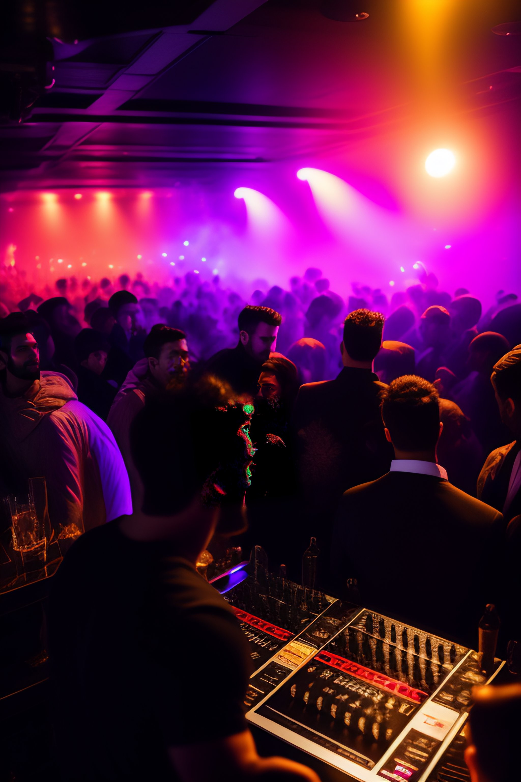 Lexica - Boiler room with dj, with a lot of party people around him ...