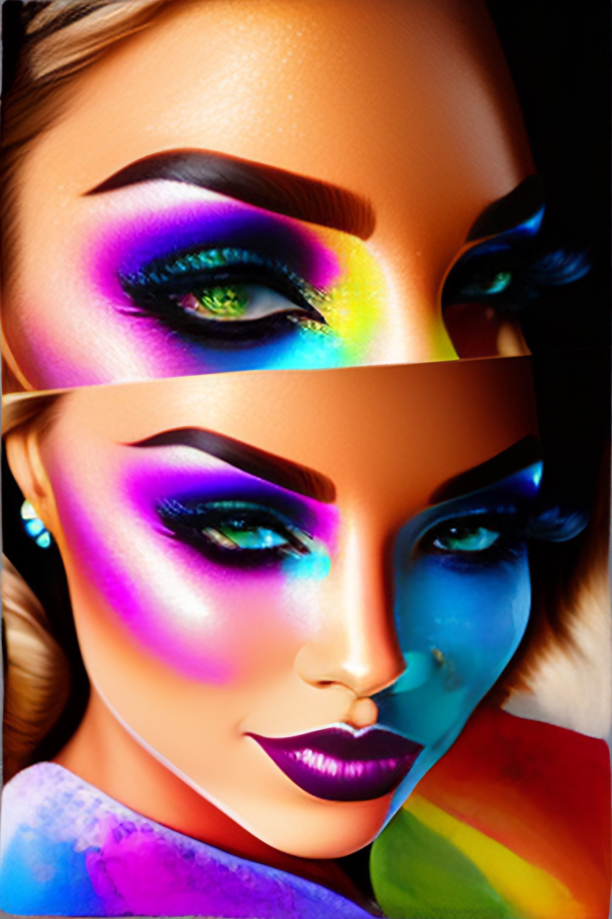 Lexica - Rhinestone rainbow makeup on 3 girls