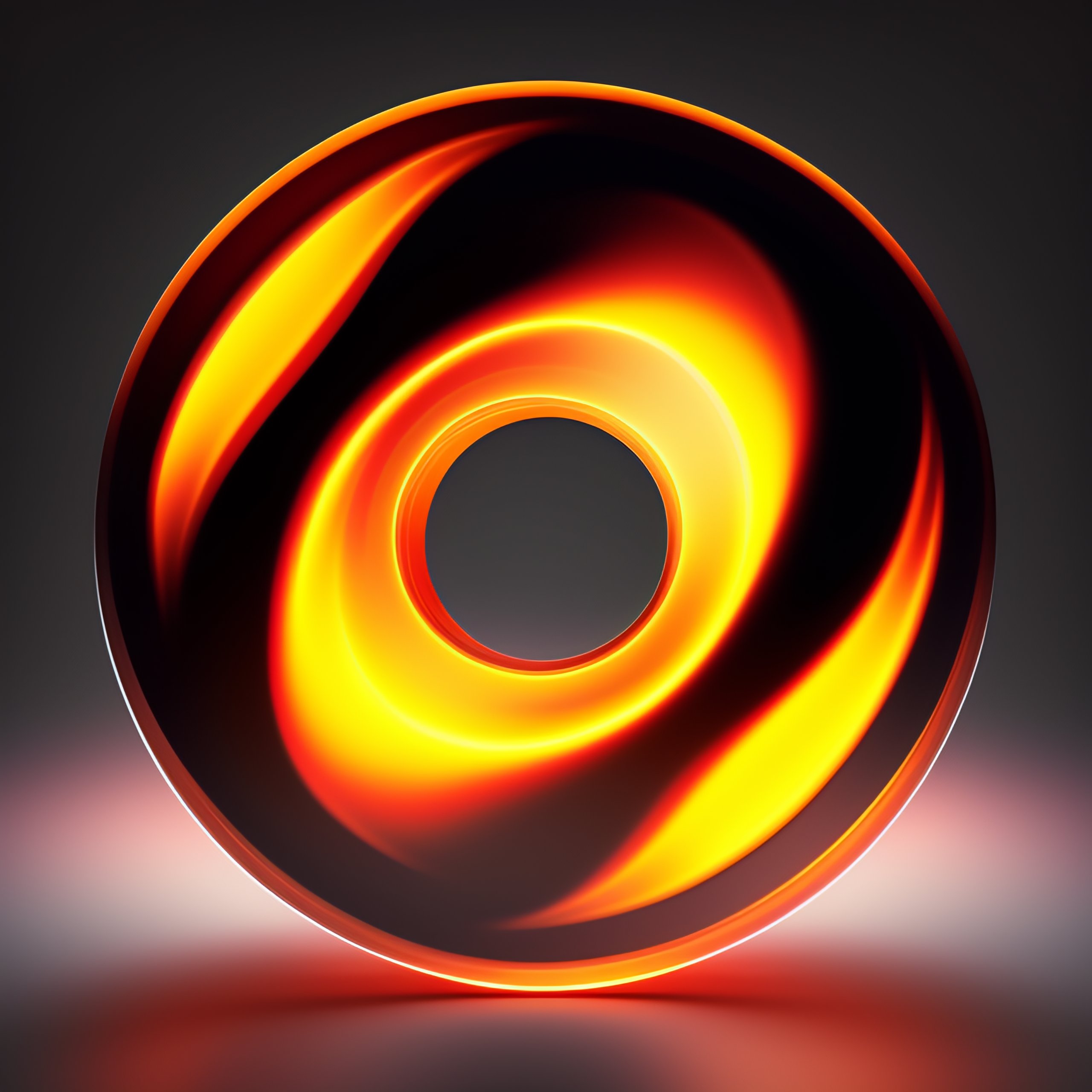 Lexica - Flame in circle shape, stylized on black background