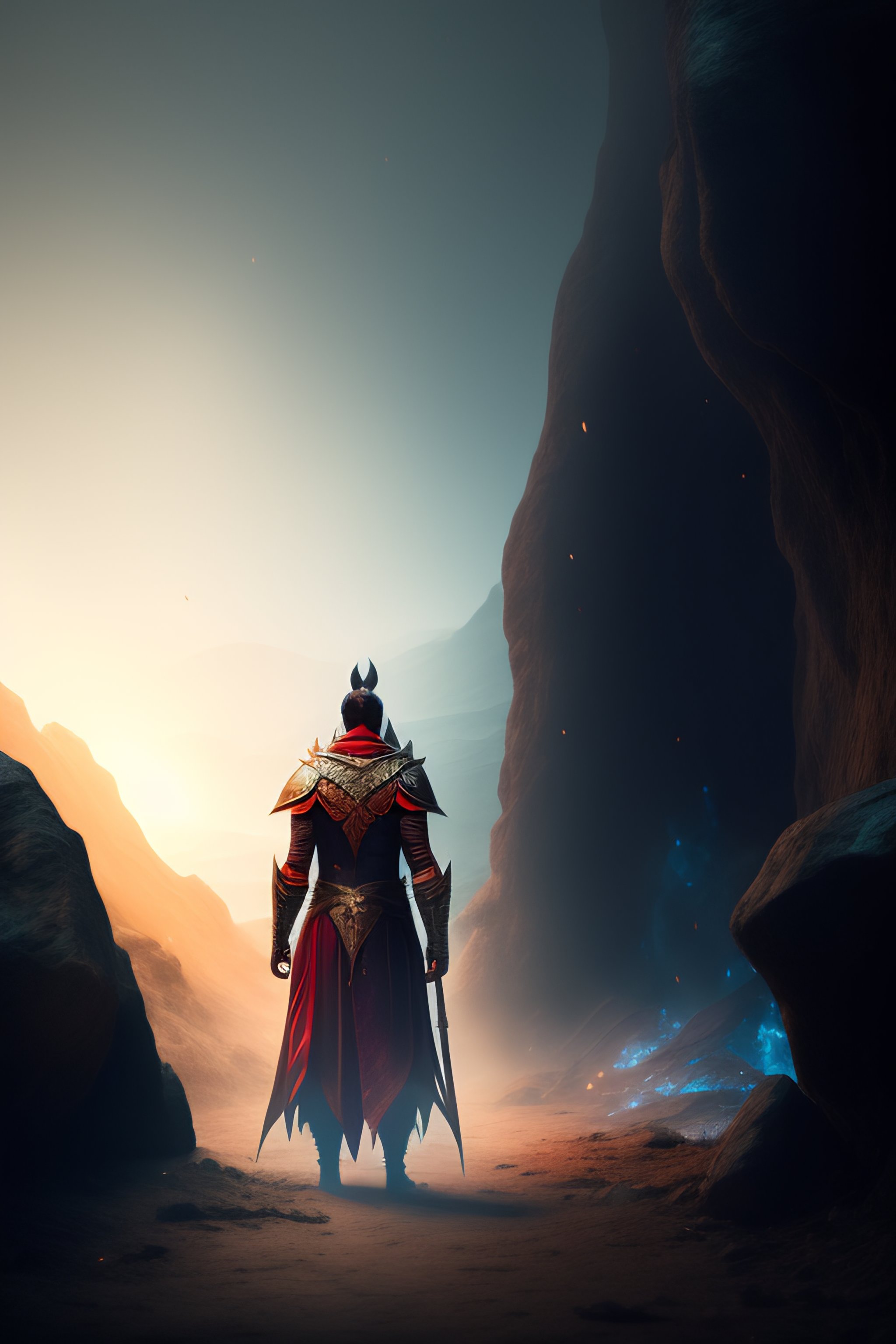 Lexica - Burned elf god standing in cave