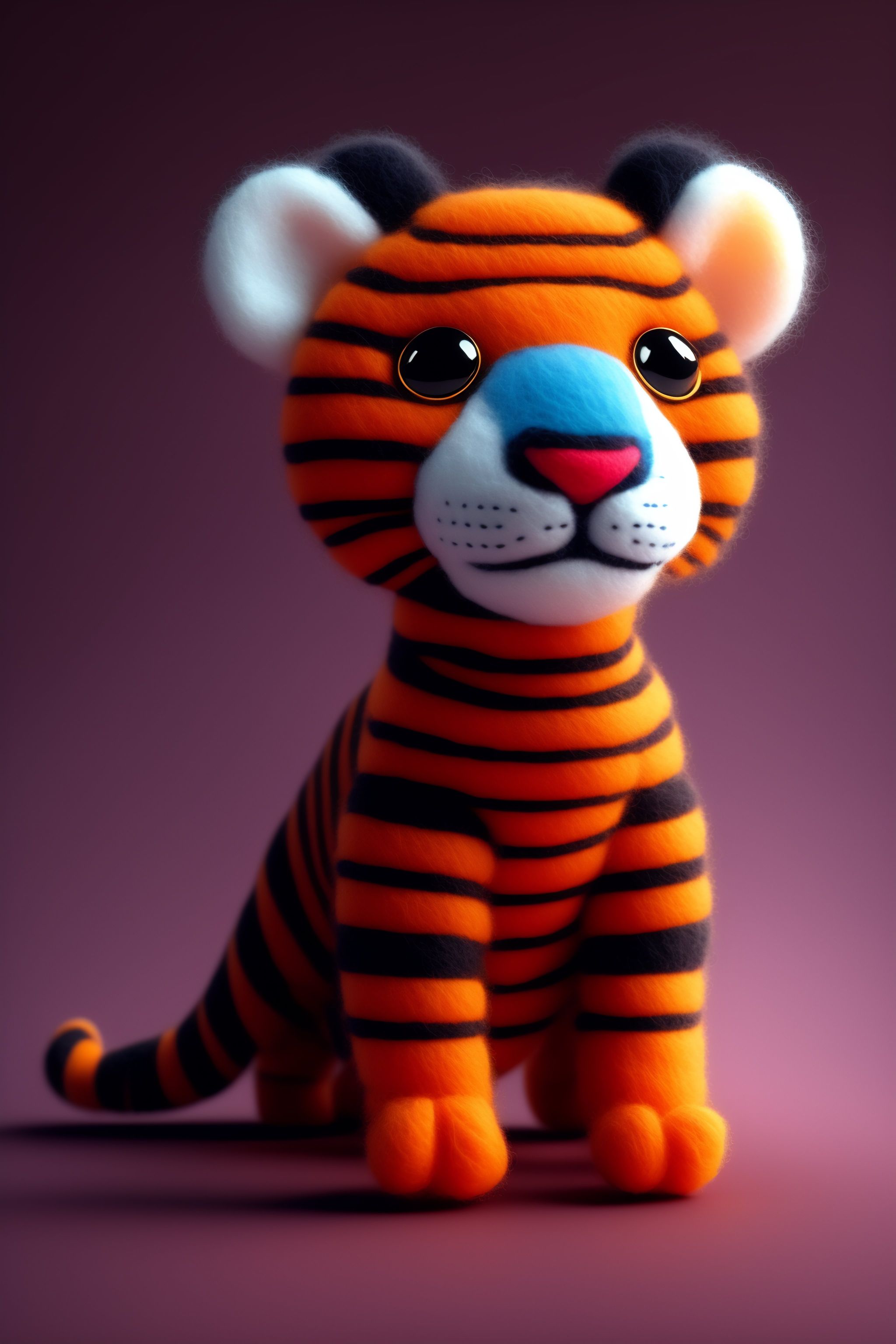 Lexica - Tiny cute 3D felt fiber toy tiger, made from Felt fibers, a 3D ...