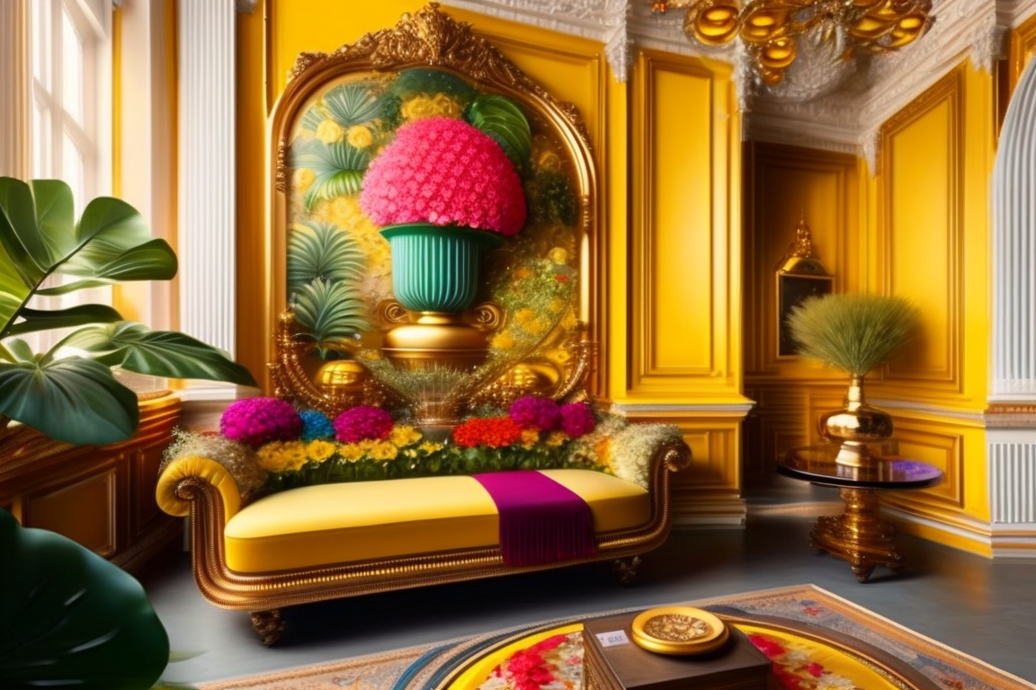 Lexica - Photo by Architectural Digest: Maximalist yellow {vaporwave ...