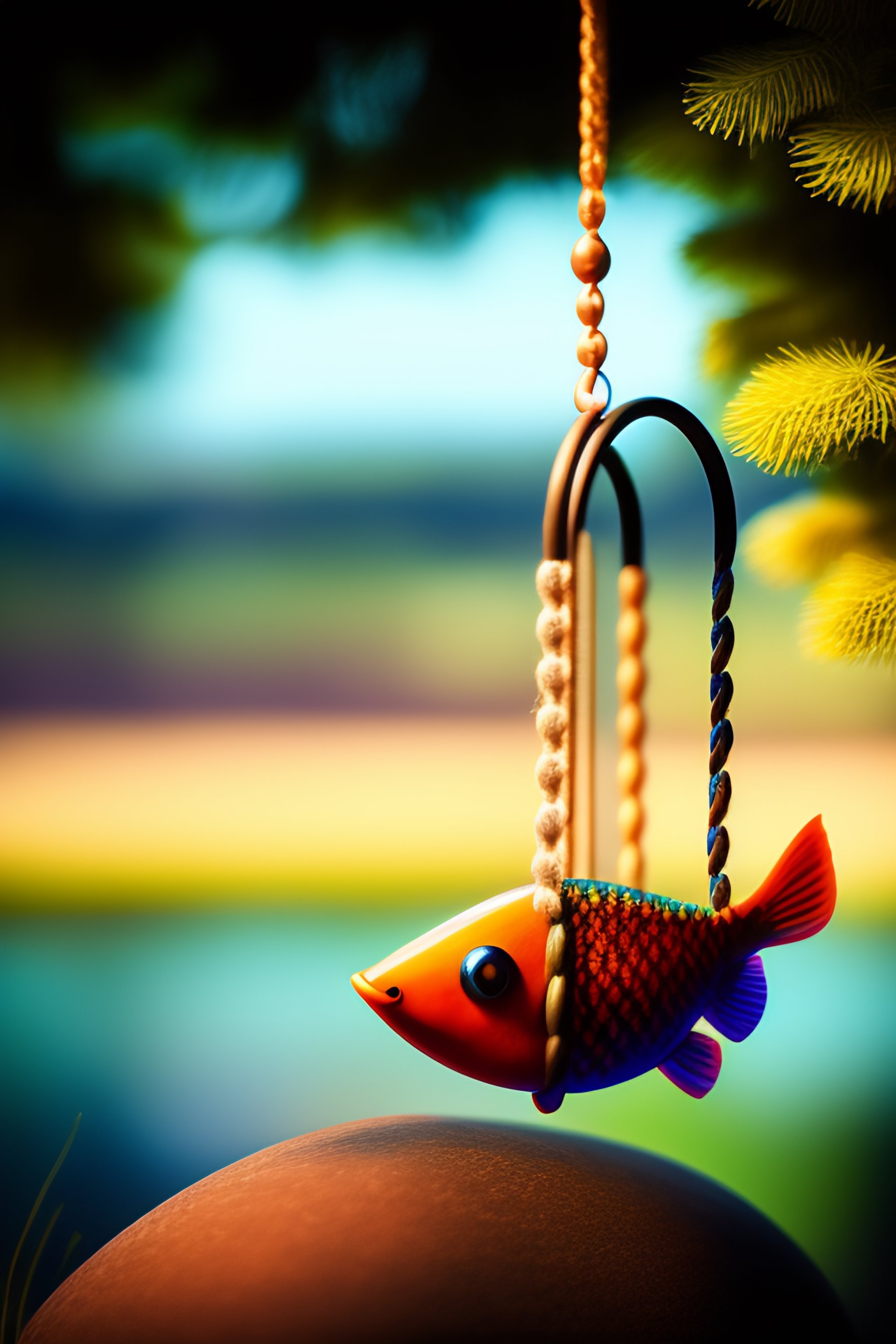 Lexica - Singing fish, swinging on child's swings in the woods