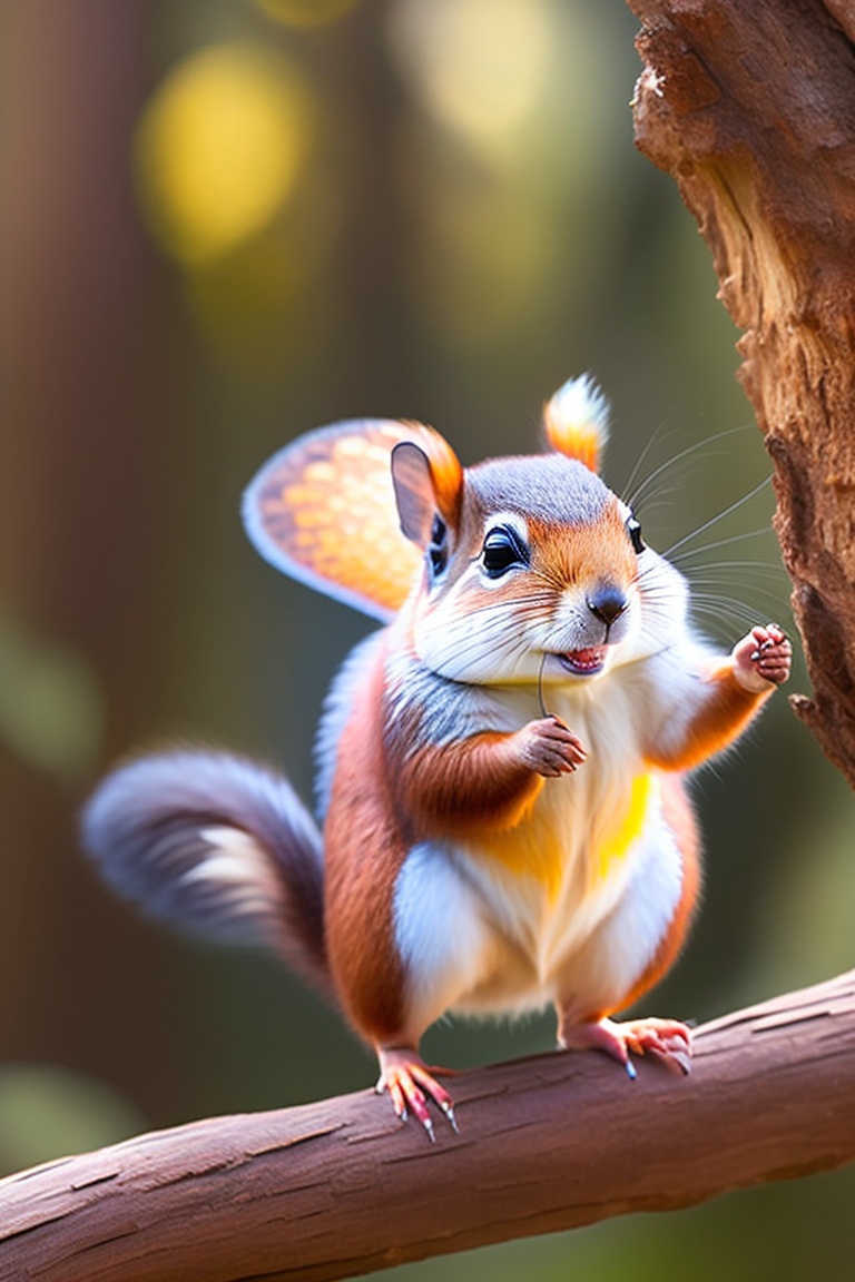 Lexica - With her wings fluttering, Chirpy led the squirrel through the ...