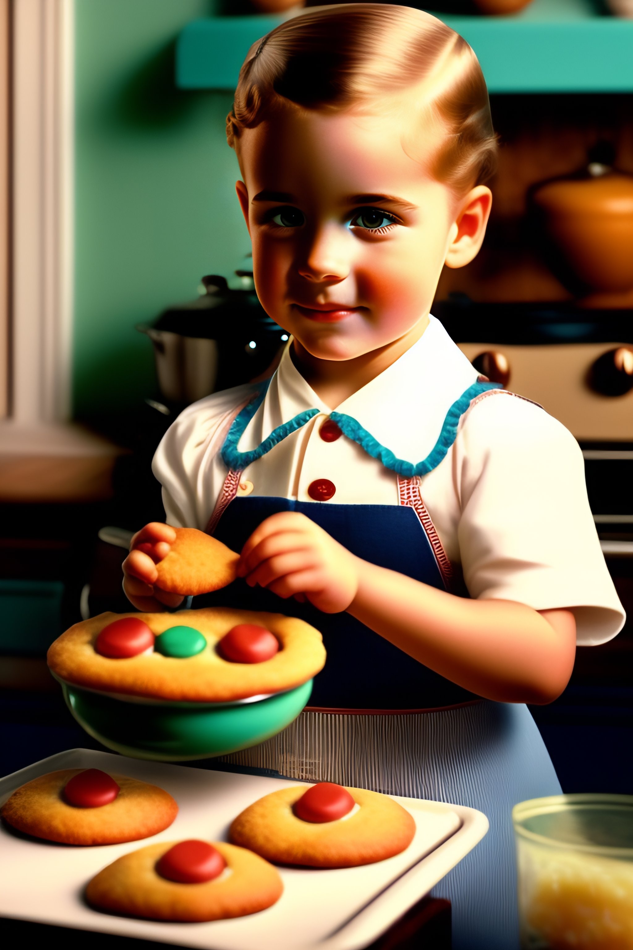 Lexica - Portrait a young beautiful 1950s american cooking cookies with ...