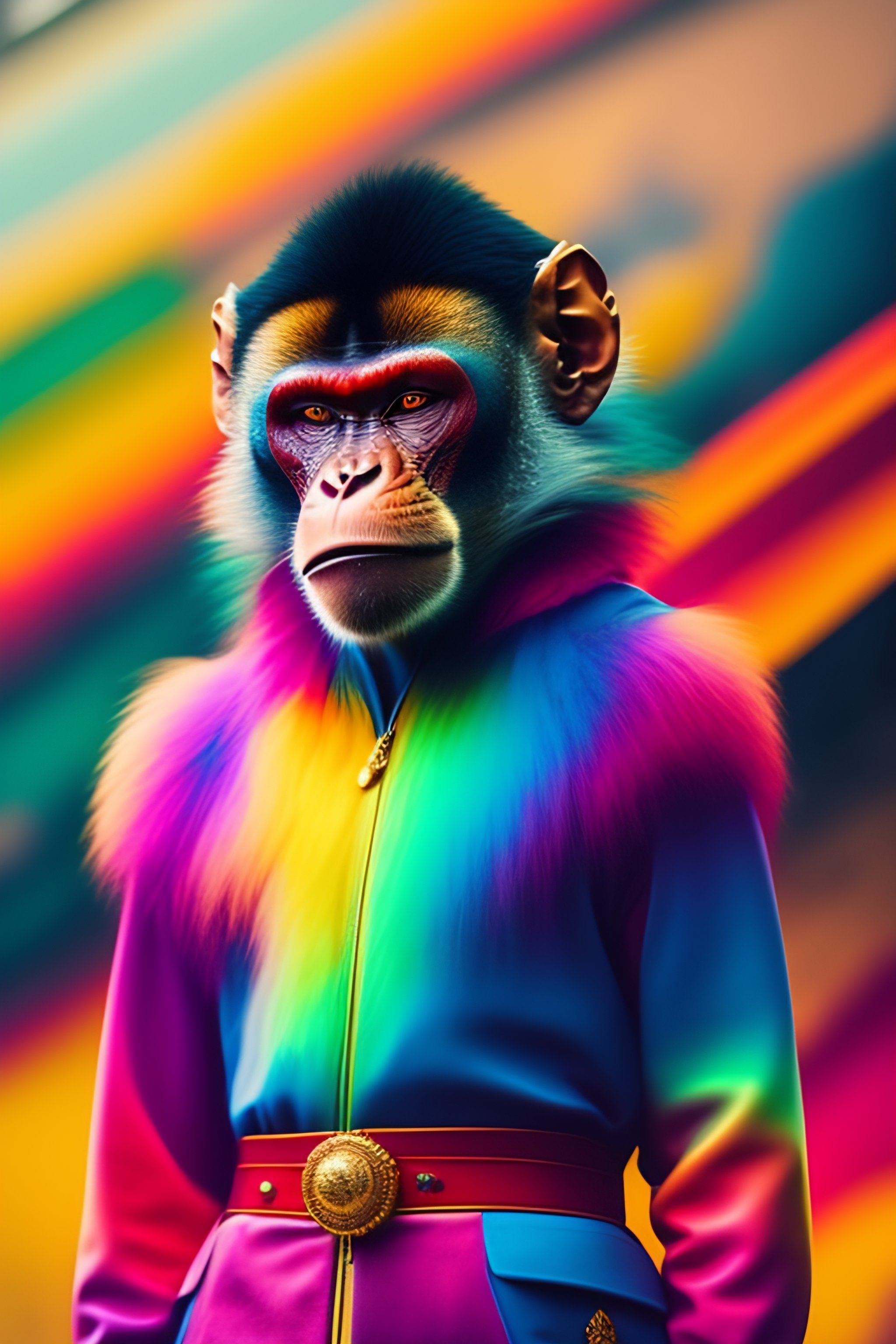 Lexica - Super rich monkey wearing expensive colorful clothes