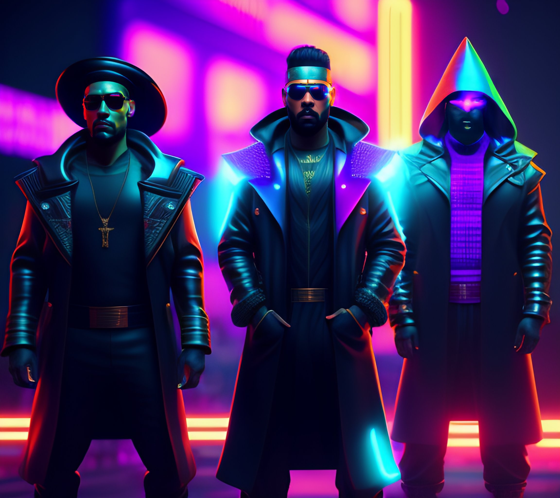 Lexica - The three wise men but they are all cyberpunk neon gangsters ...
