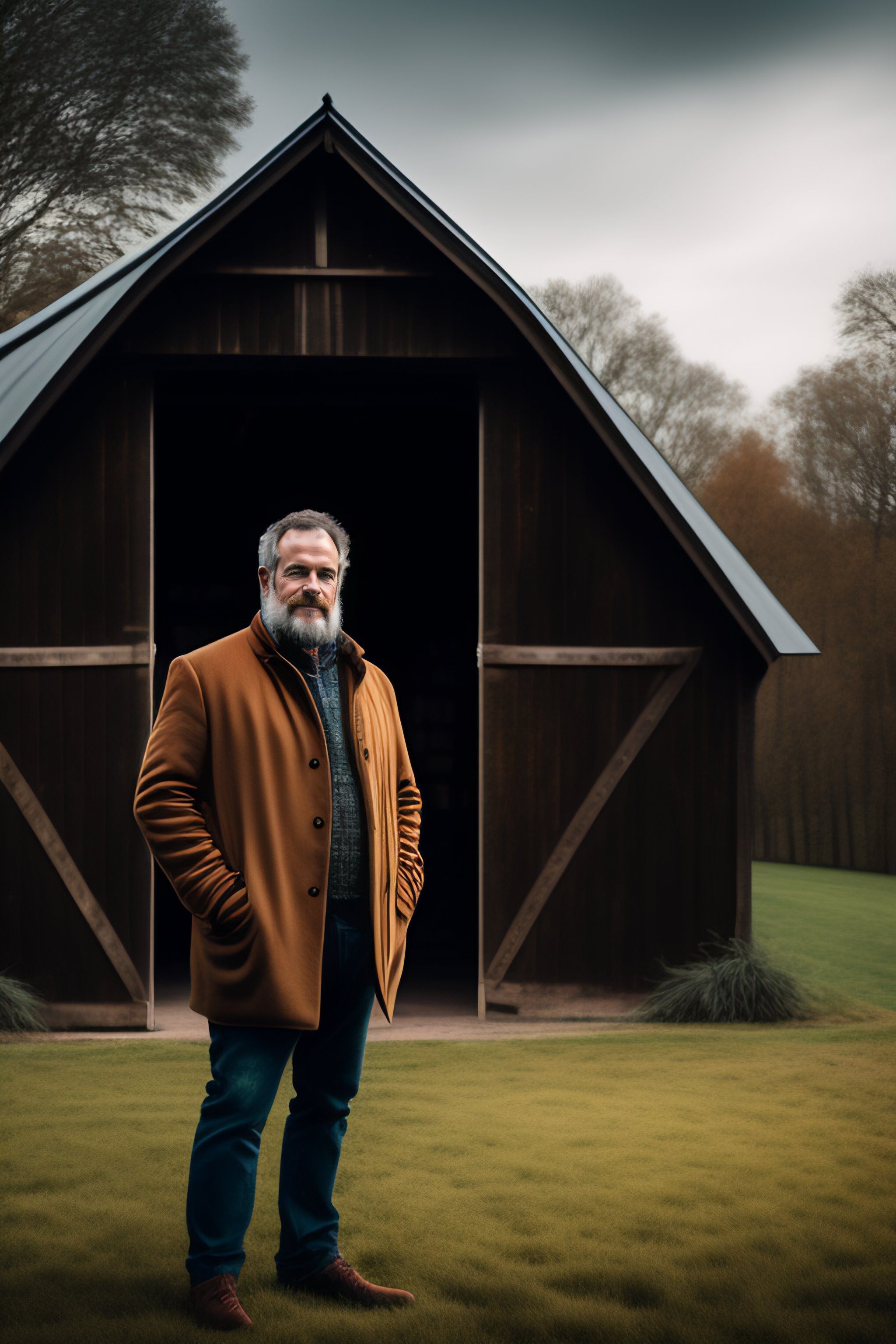 Lexica - Portrait of a man in a barn