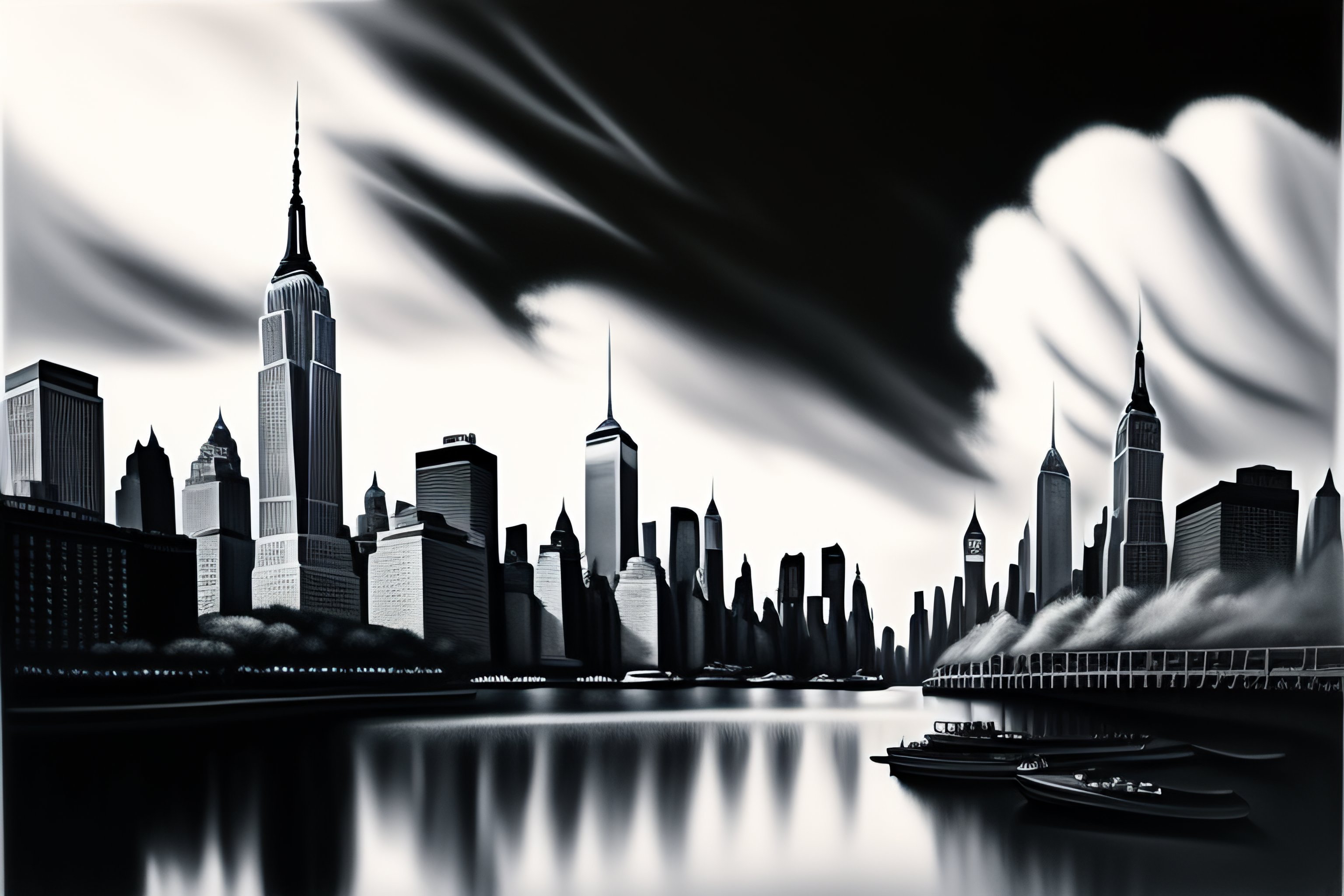 Lexica - New York City, charcoal painting , 8k, hyper realistic, high ...