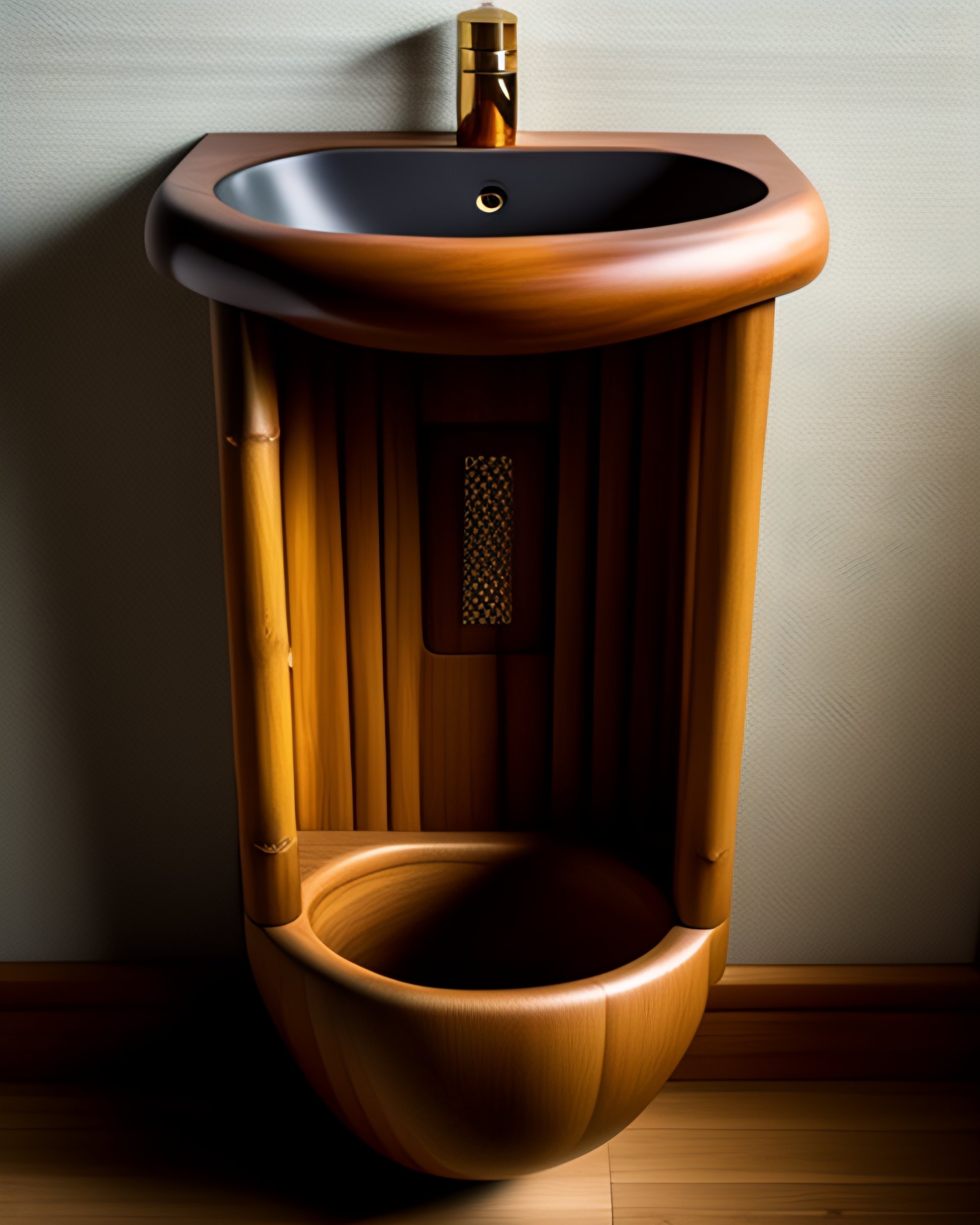 Lexica - A wooden urinal made out of old bamboo. Moss. Cottage core urinal