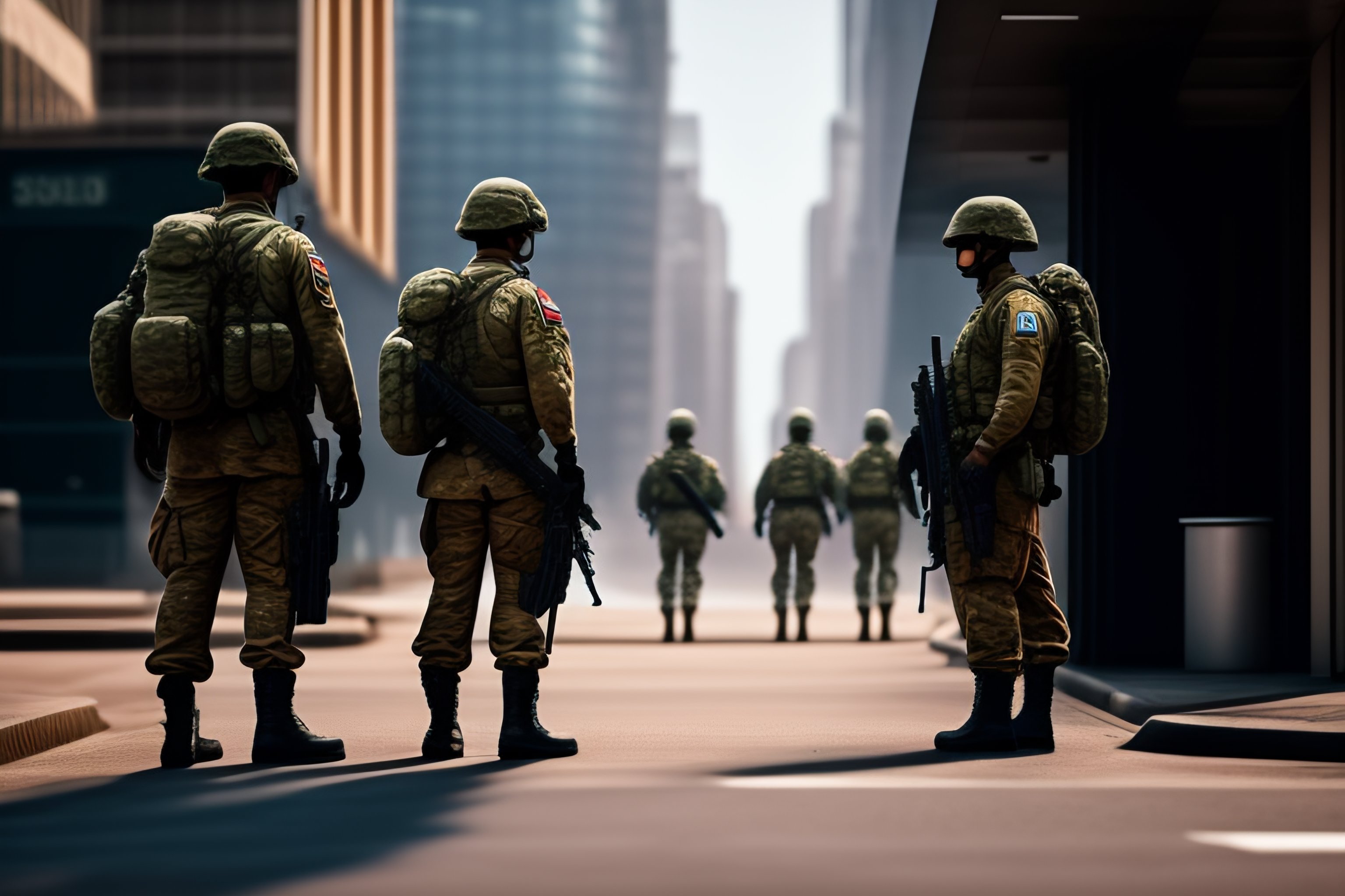 Lexica - Elite soilders guarding a modern city