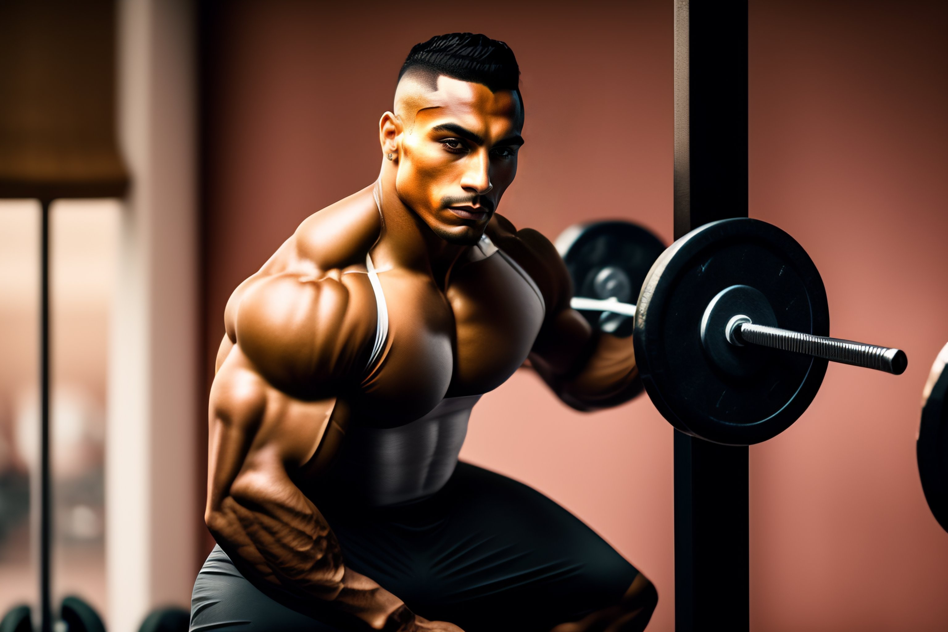 Lexica - Portrait of a Latino bodybuilder with a buzz cut lifting weights