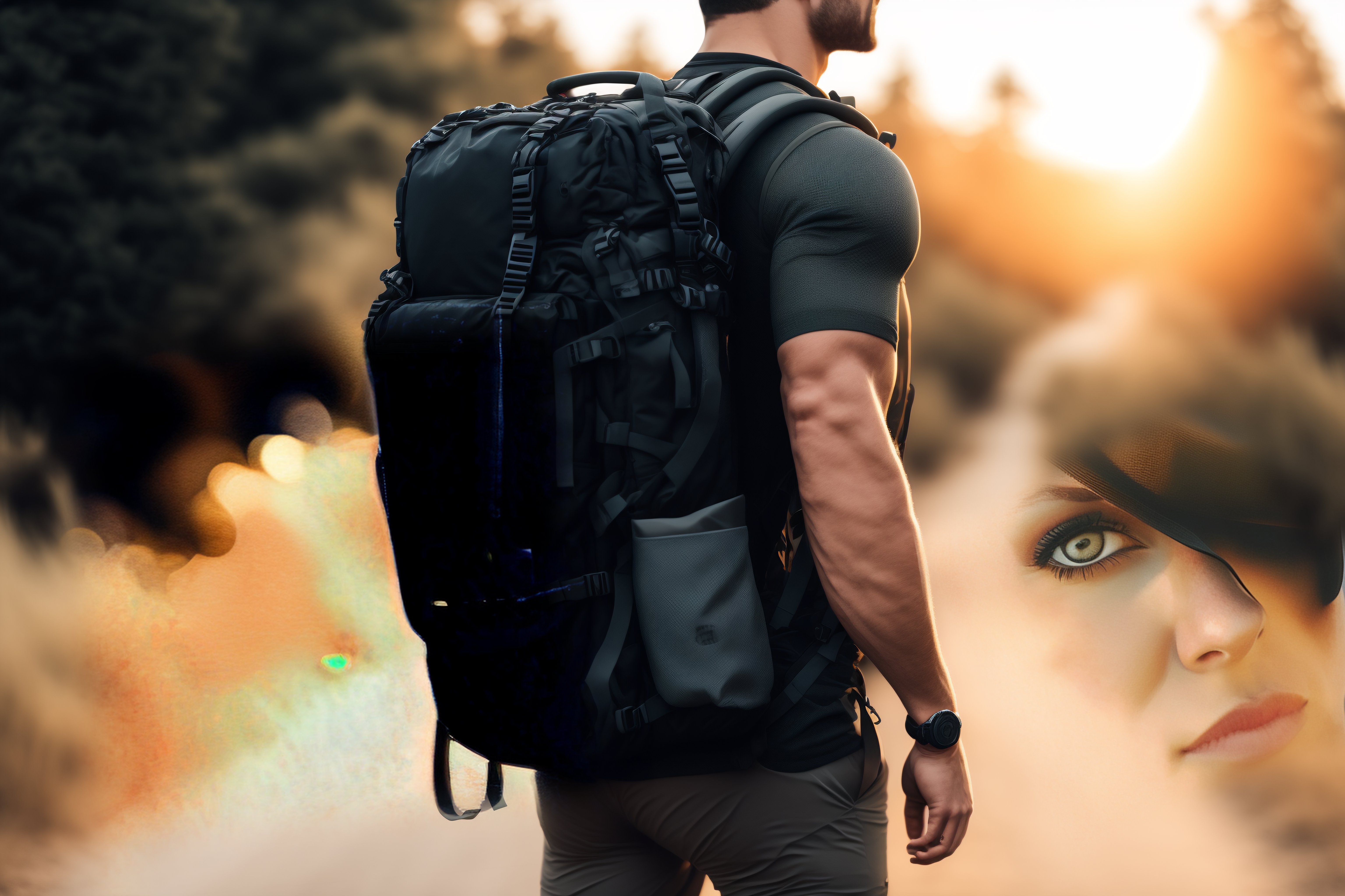 Lexica - Illustrate a person doing rucking with a weighted backpack ...