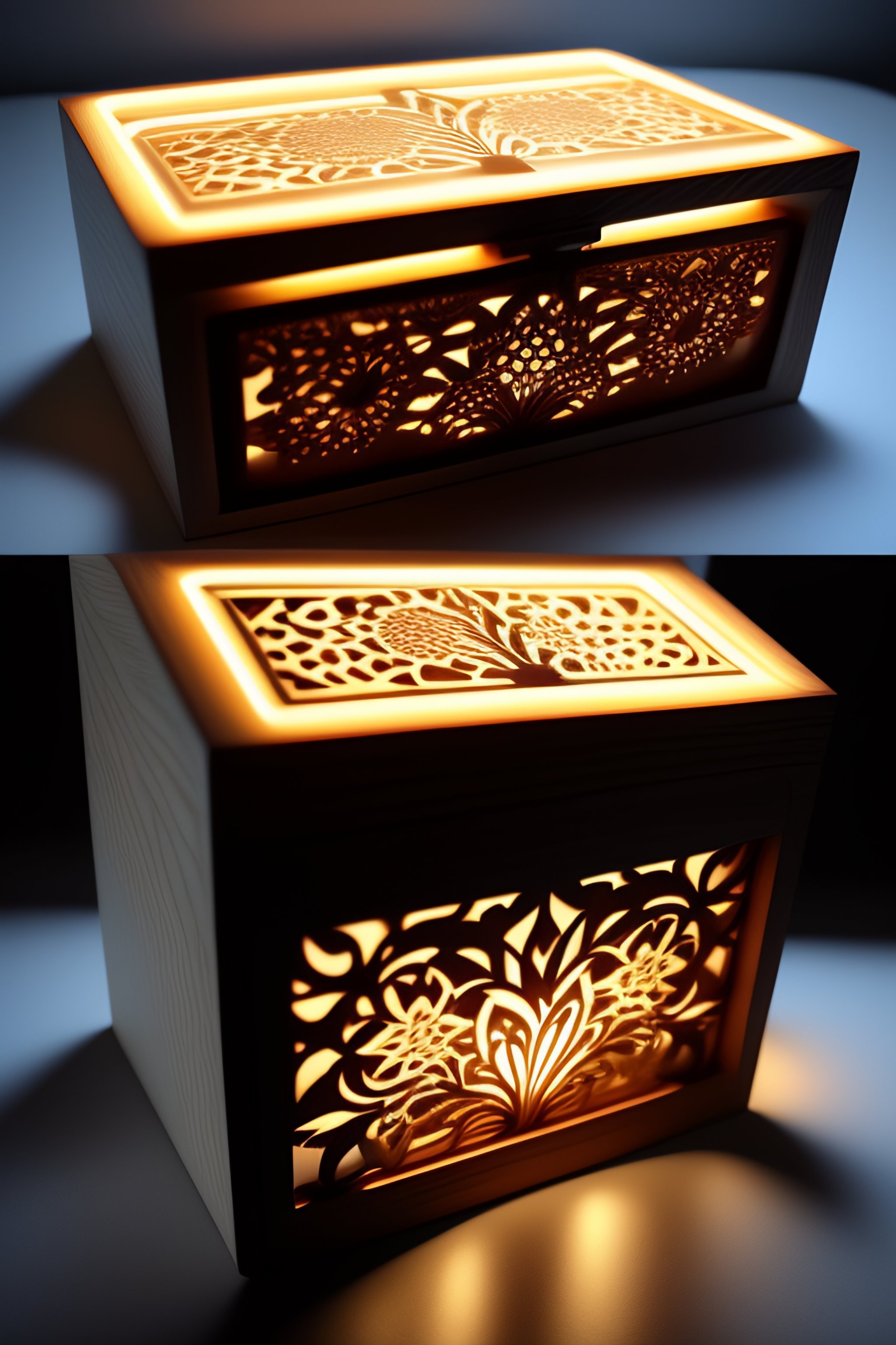 Lexica - Lasercut wood case box led MDF