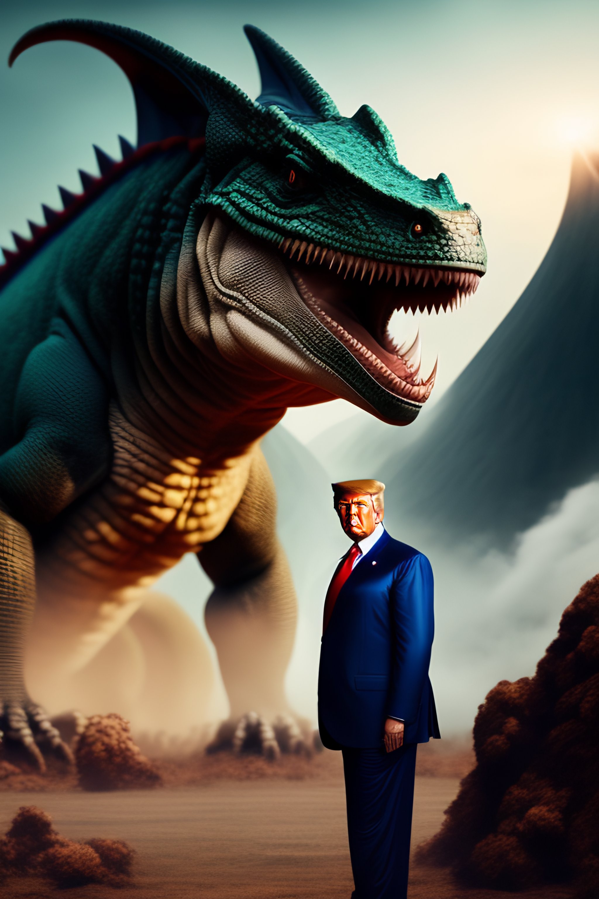 Lexica - Giant evil monster lizard Donald Trump