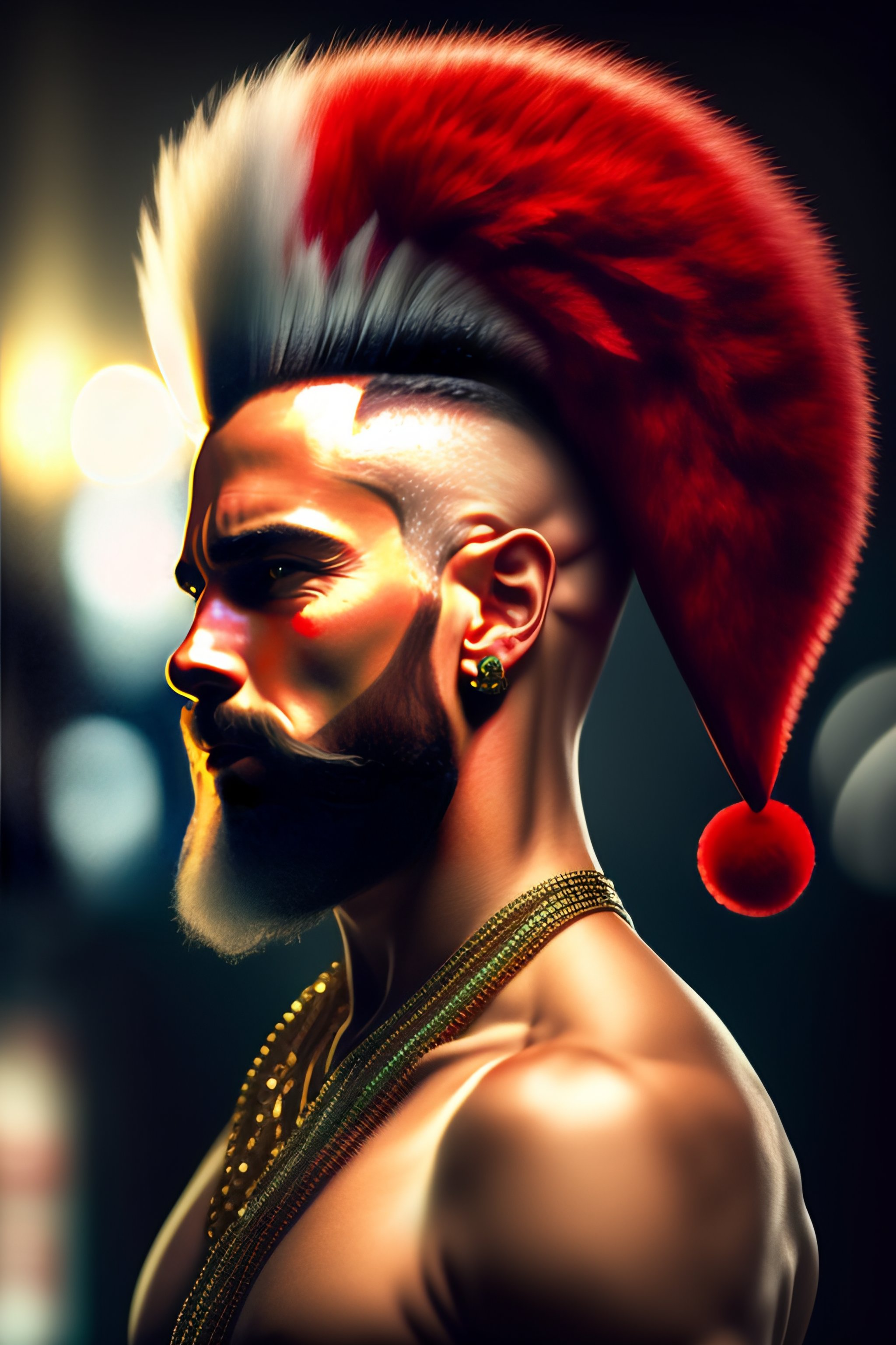 Lexica - Santa Claus ciborg punk with a mohawk in 2500