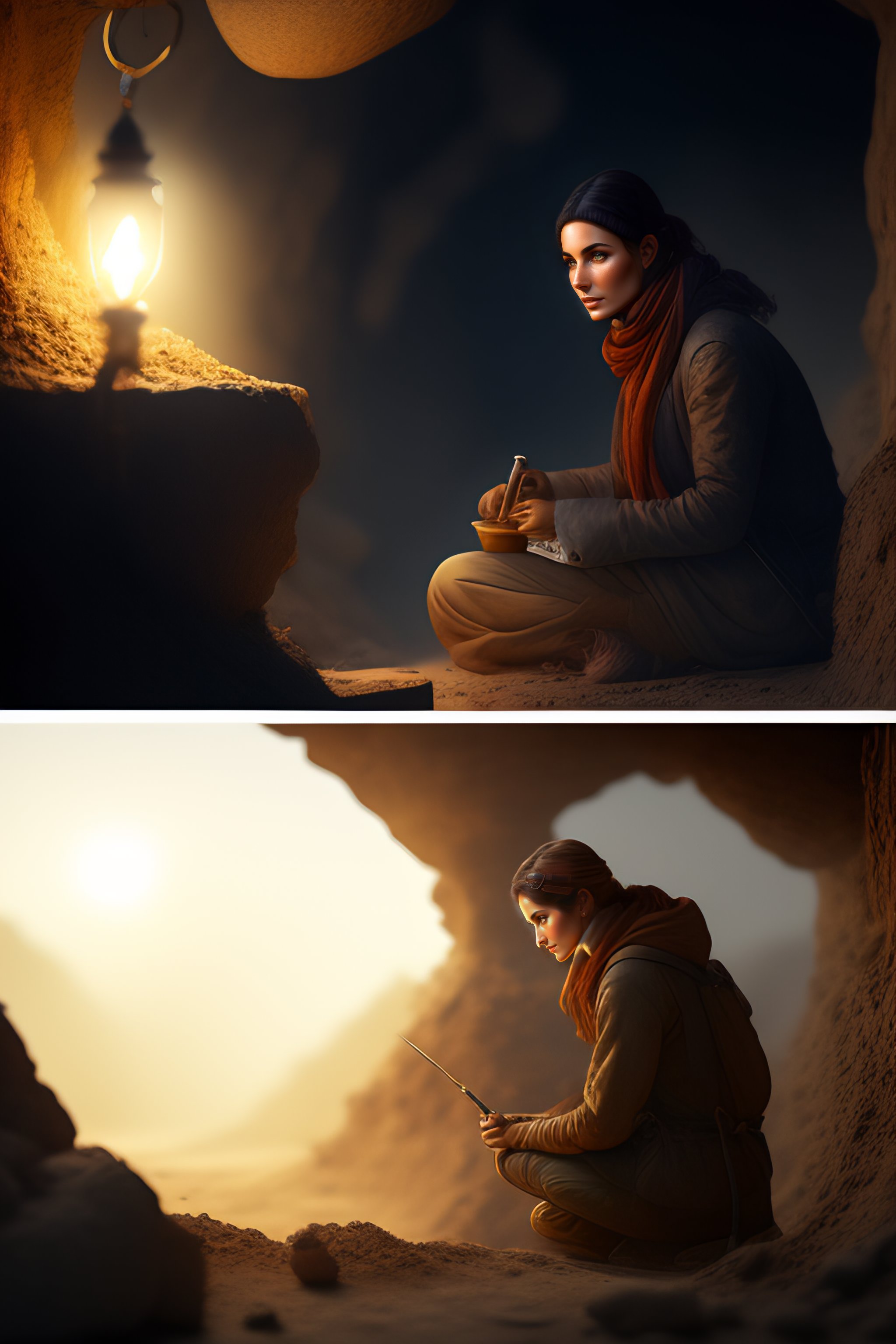 Lexica - Archaeologist studying excavations, monkey, night- key ...
