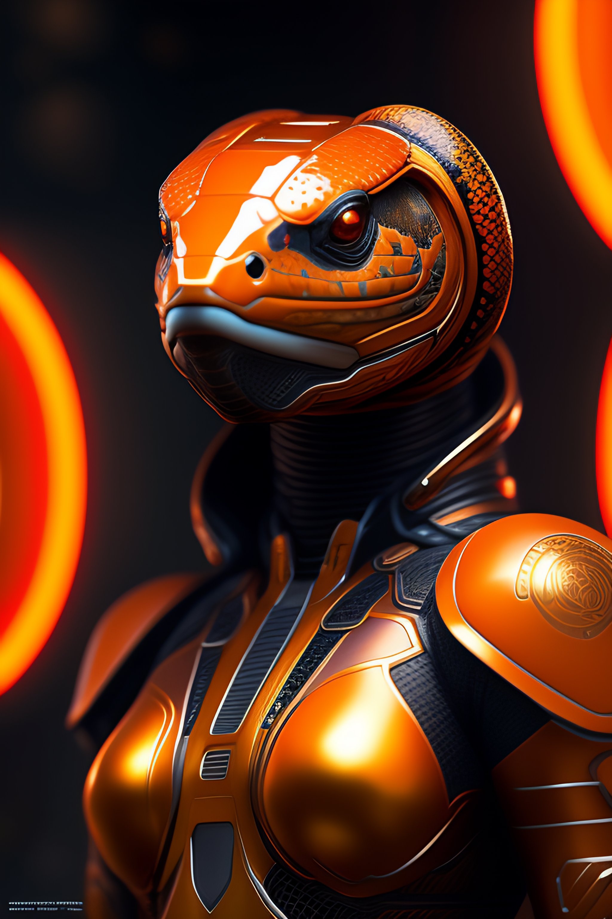 Lexica - Portrait of a cybernetic orange snake a spiritual full body ...