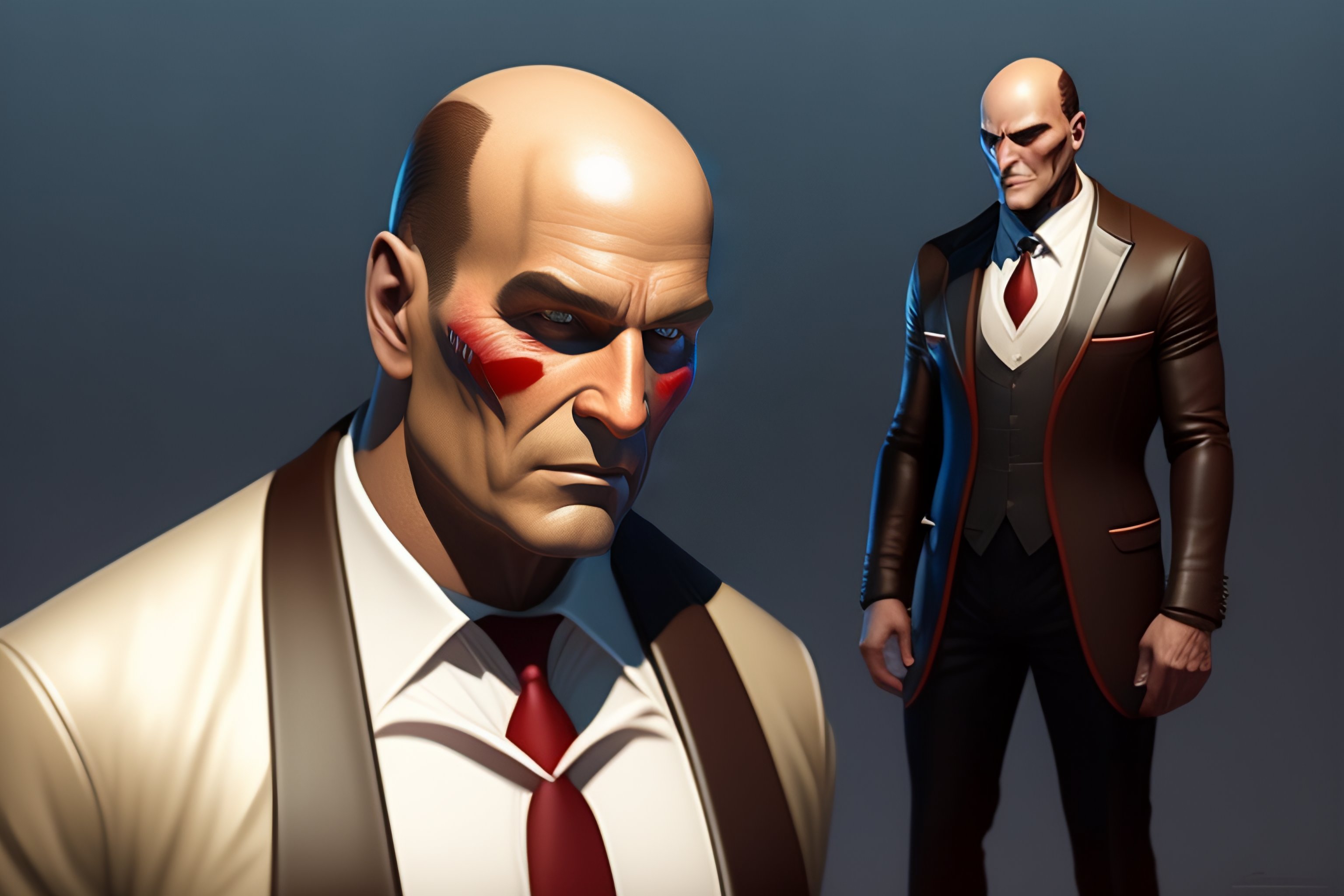Lexica - Male Professional Hitman, old, balding, scars, in the style of ...