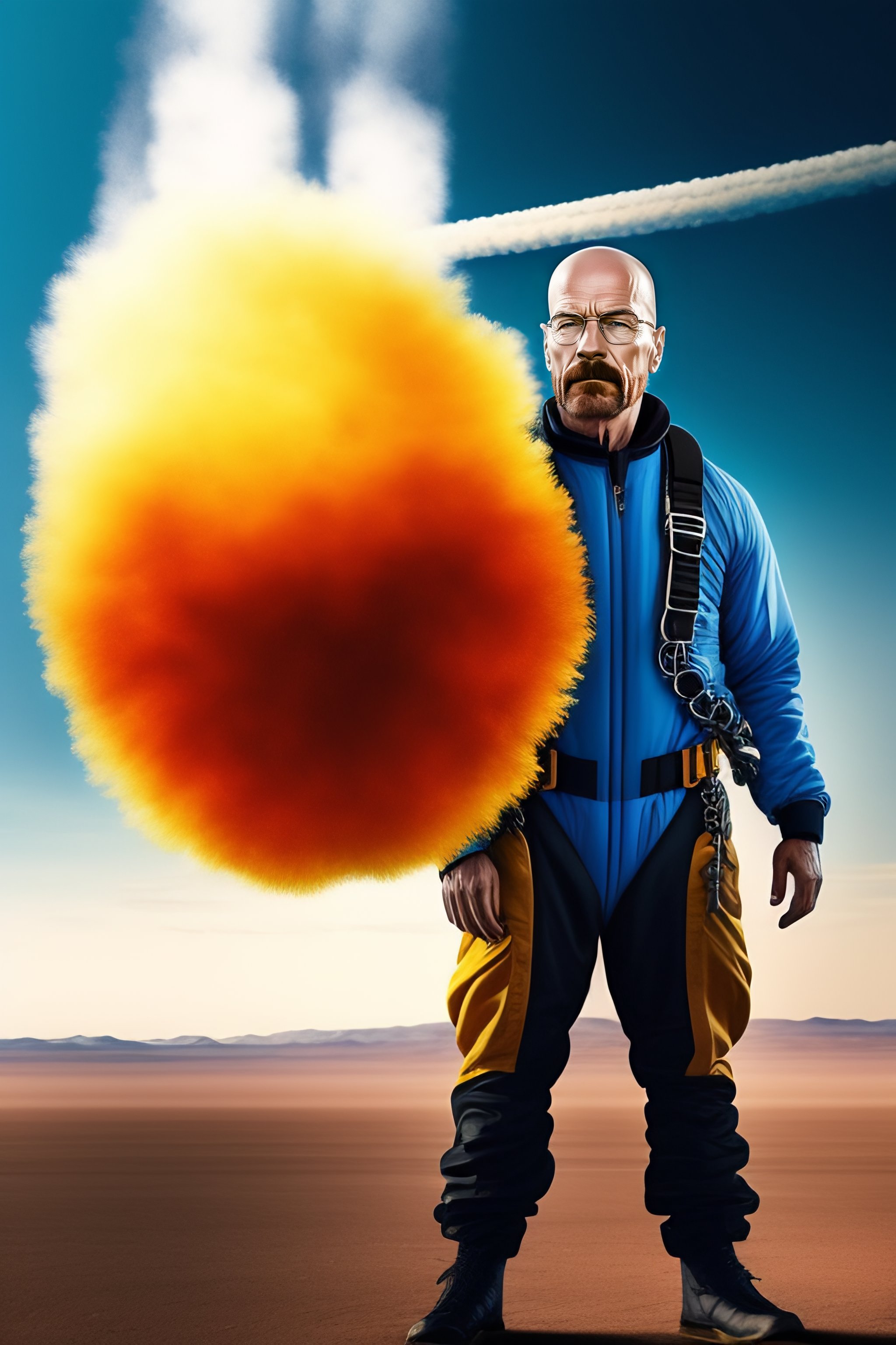 Lexica - Walter White skydiving with an explosion in the background