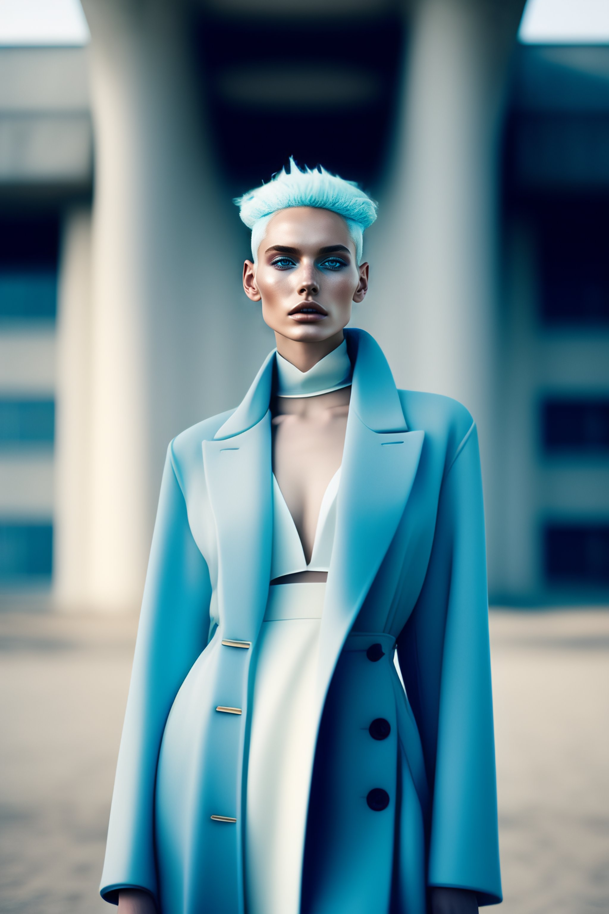 Lexica - Portrait of haute couture beautiful albino fashion model with ...