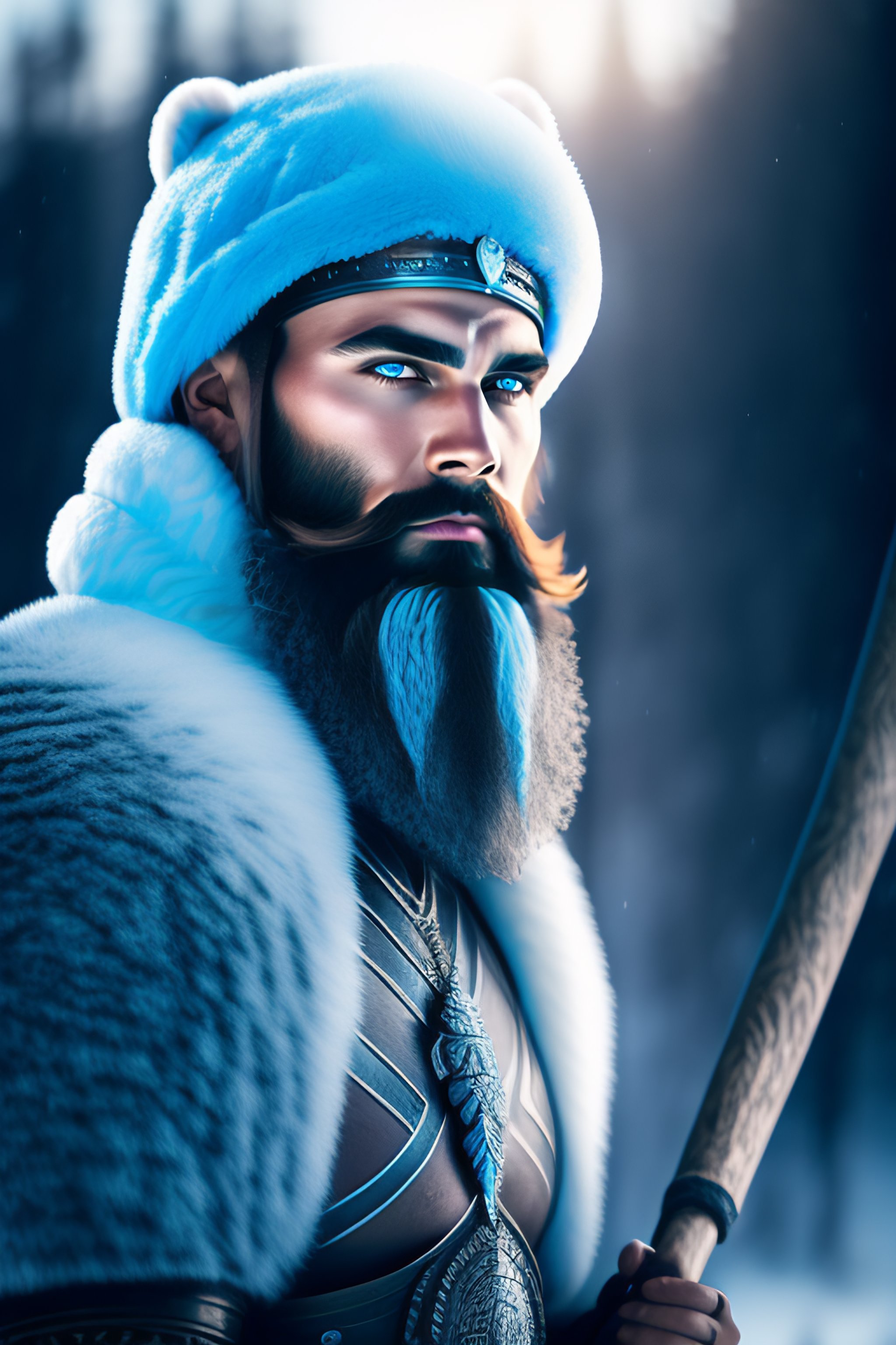 Lexica - Frost giant rune tribal head tattoos, ice blue beard, wearing ...
