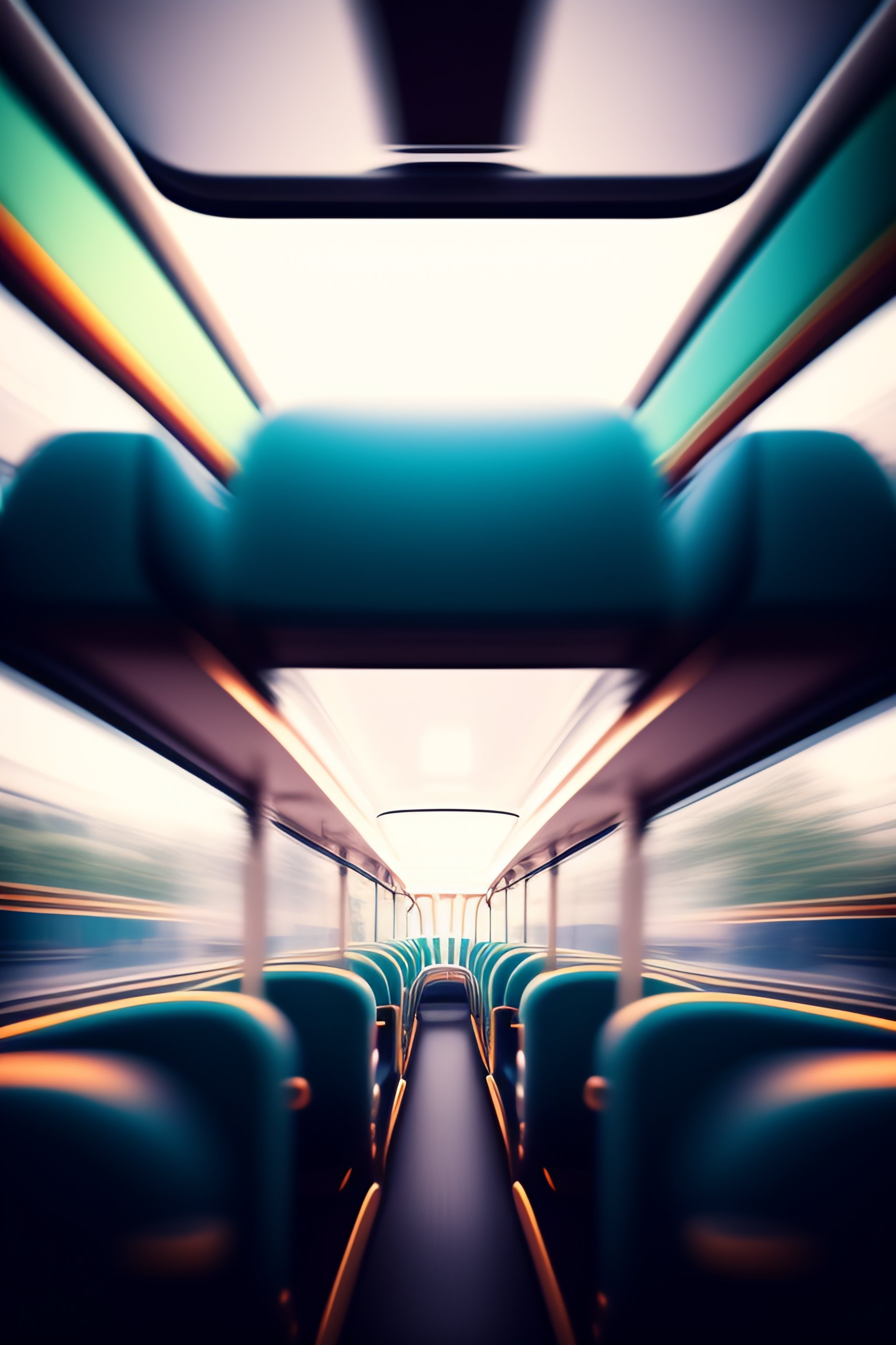 Lexica - Bus in city street, inside view ,motion blur, front view, 3rd ...