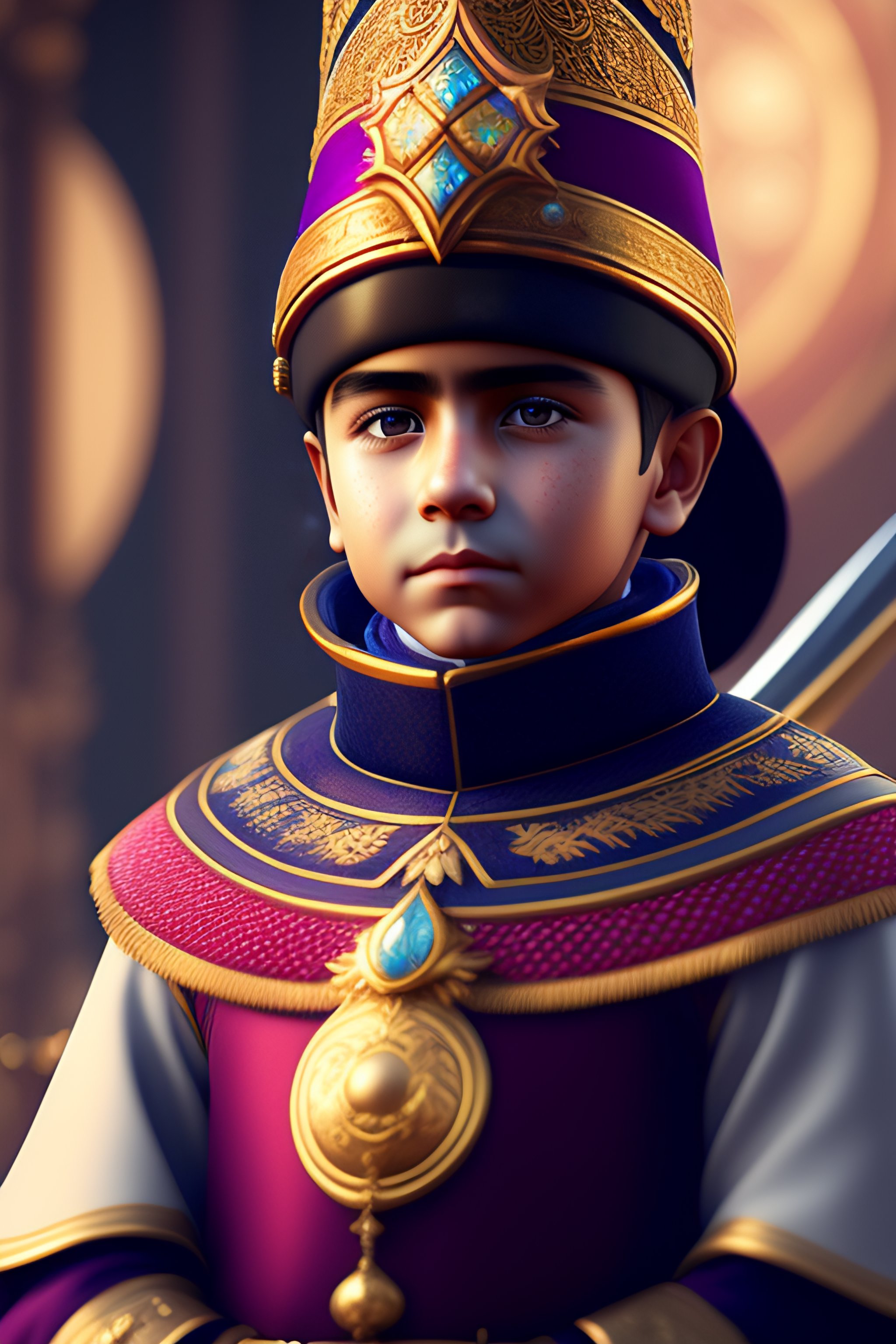 Lexica - An turkish prince kid with a grumpy cat on antique war ...