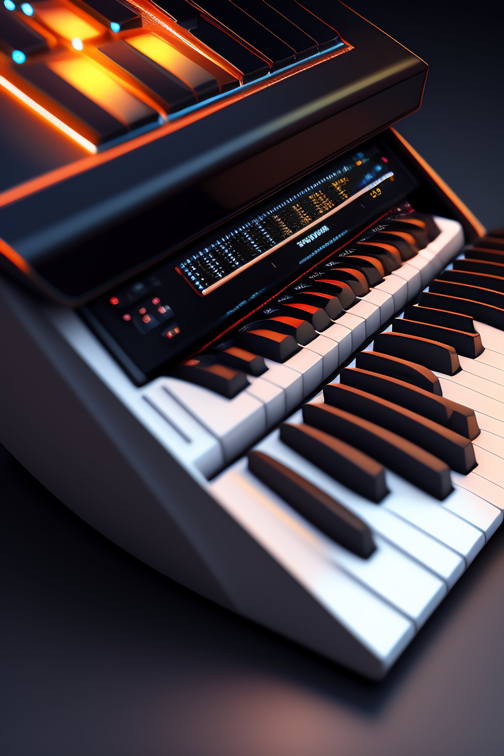 Lexica - Piano synthesizer, only keyboard, 3d isometric rendering ...