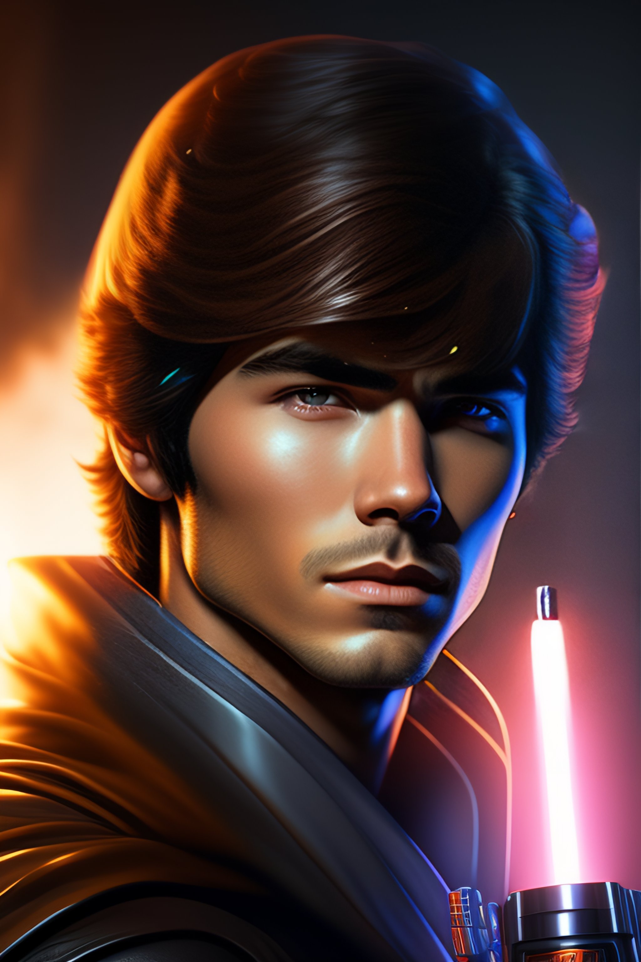 Lexica - Professional portrait of young jedi man with a blaster, Star ...