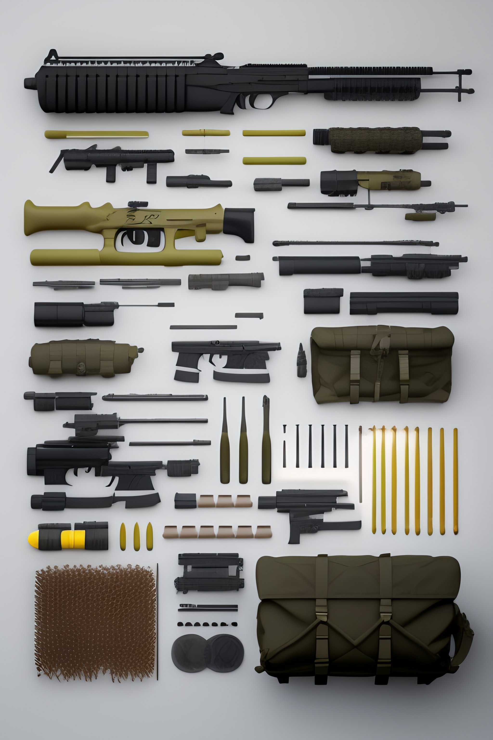 Lexica - Baby food, guns, grande, swords, weapon parts, knolling ...