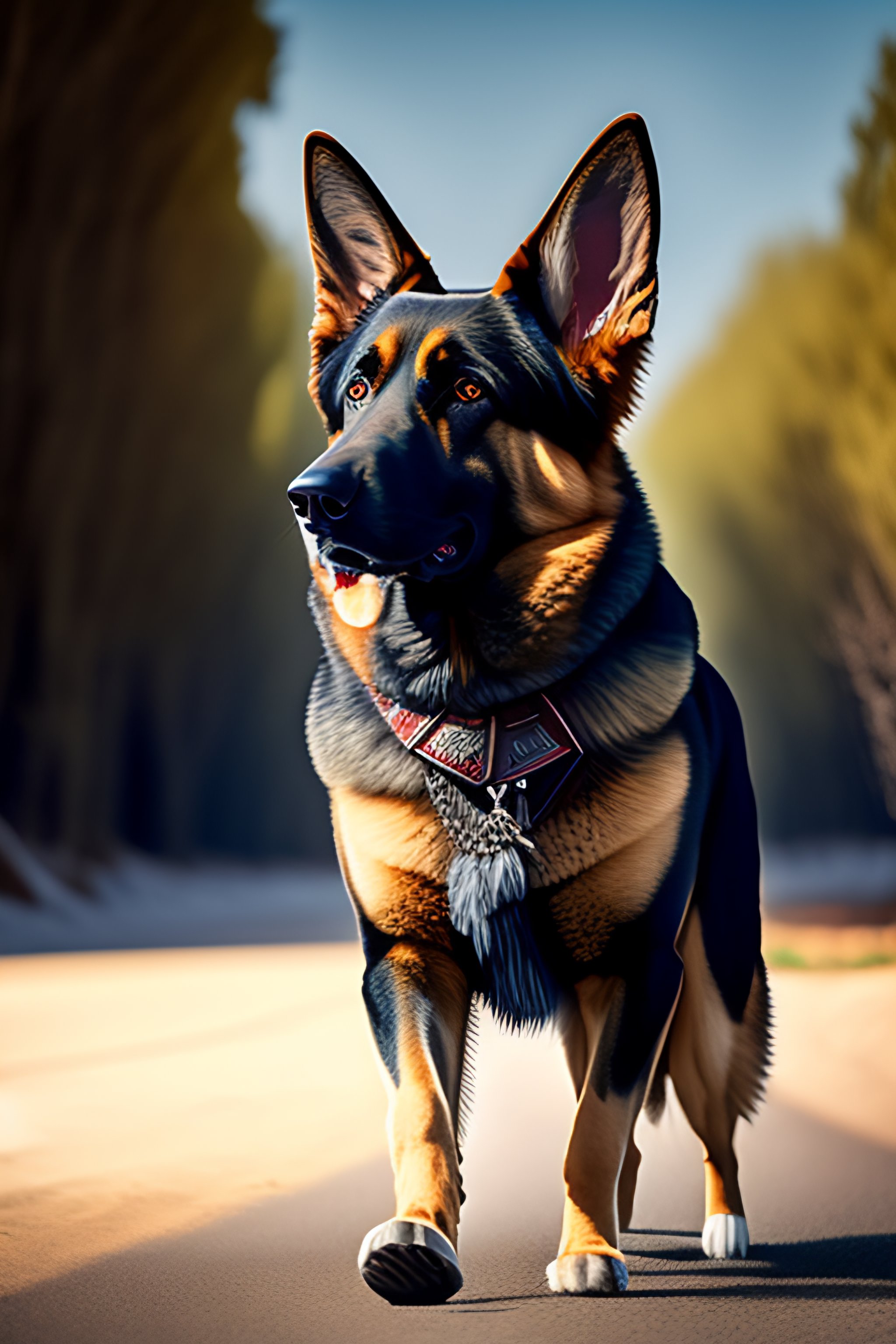 Lexica - A German Shepherd that is that stands on two legs wearing full ...