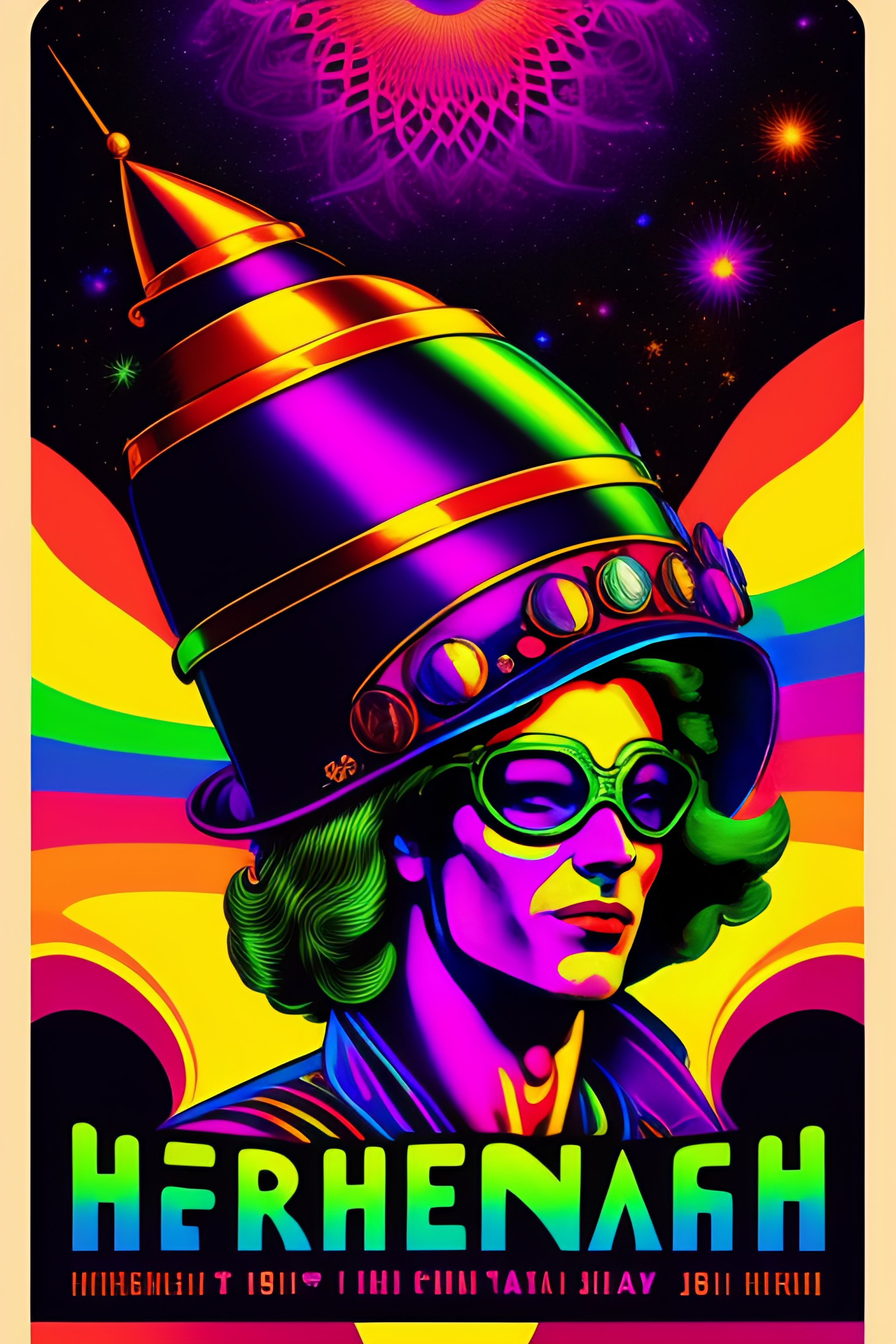 Lexica - Psychedelic Vintage full Shot 1960's cartoon Poster with hippy ...