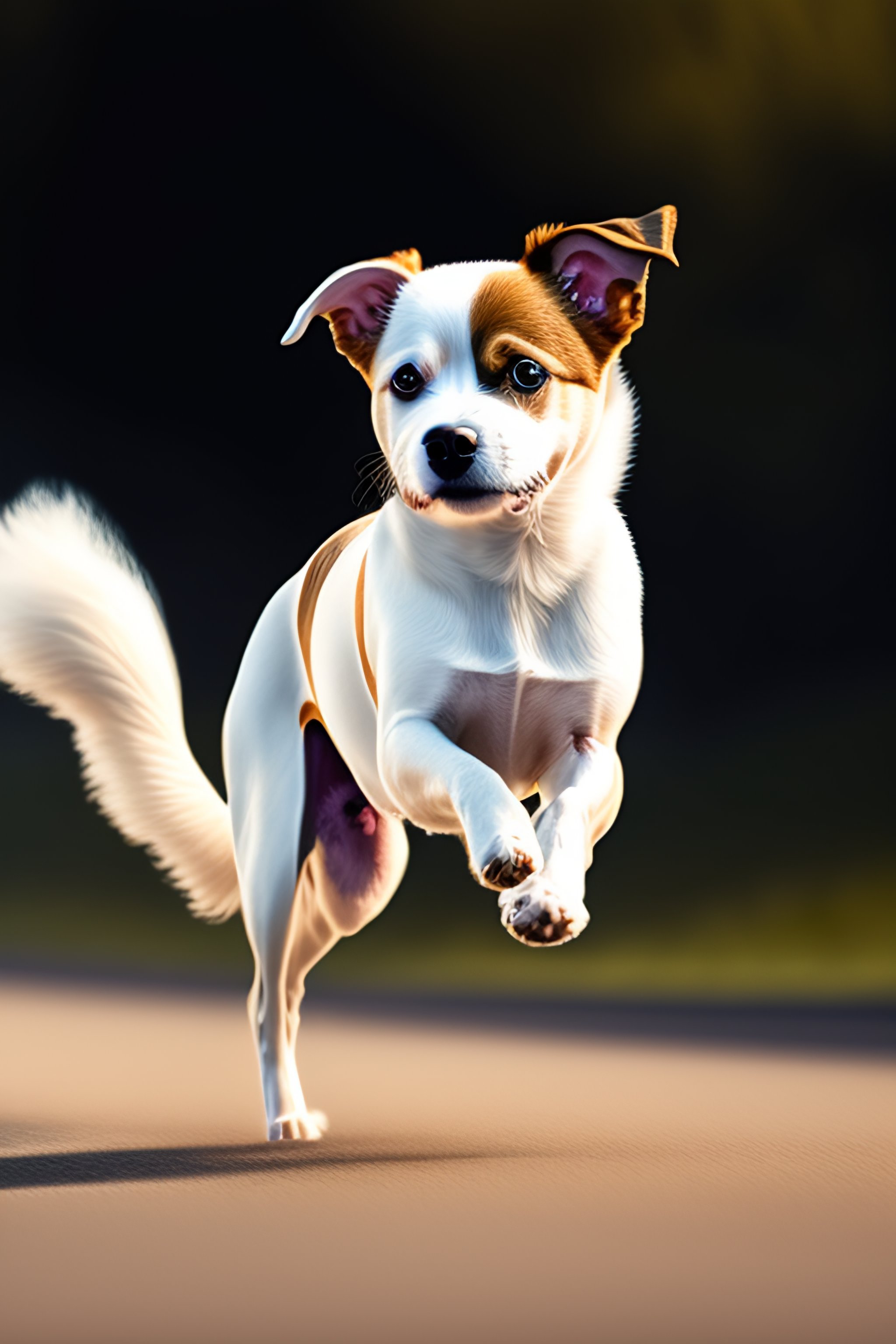 Lexica - White small dog with short hair, a black eyes and short legs ...