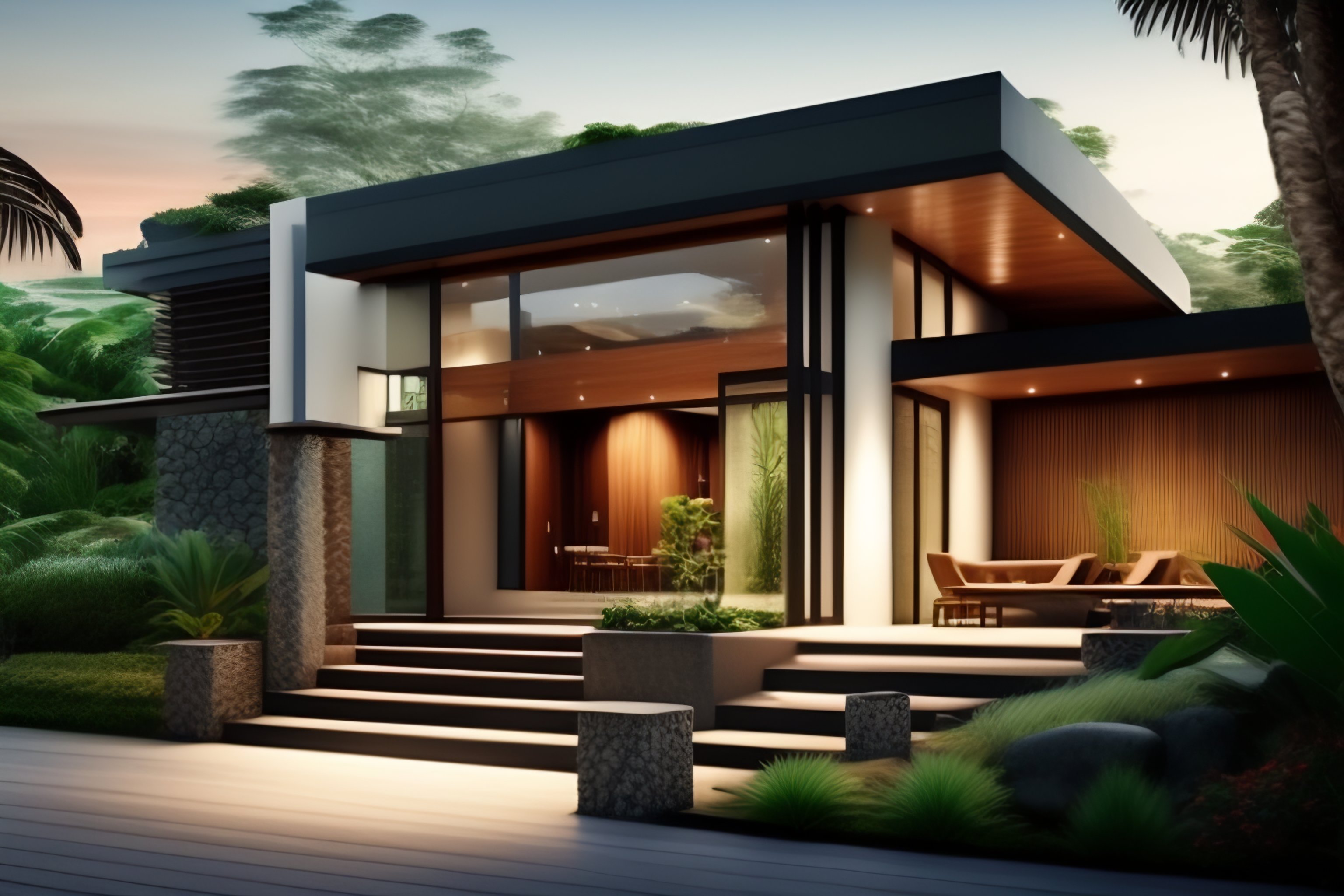 Lexica - Design a modern house with seaview in balinese style and stone ...