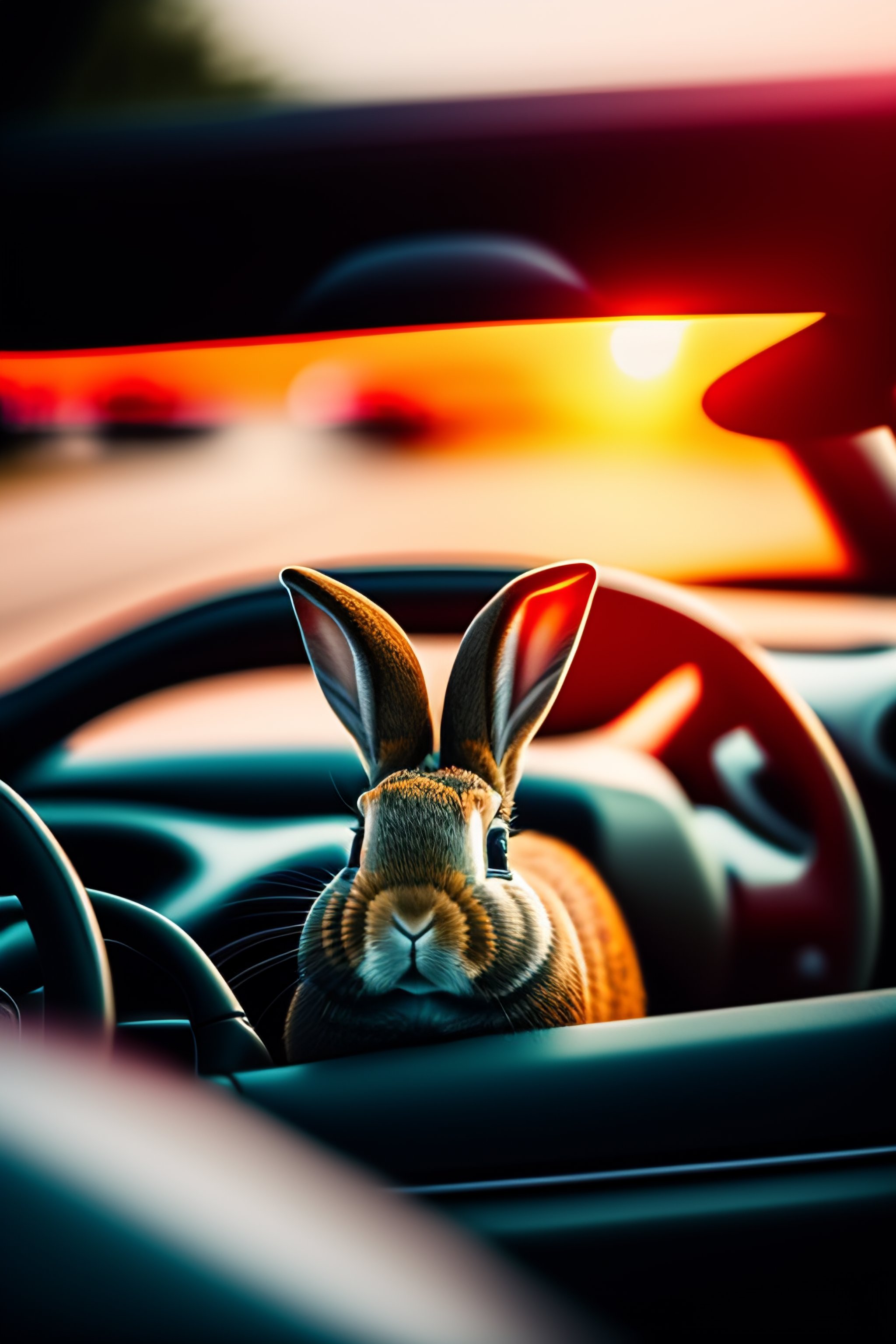 Lexica - (((the rabbit driver behind the wheel of a ferrari ...