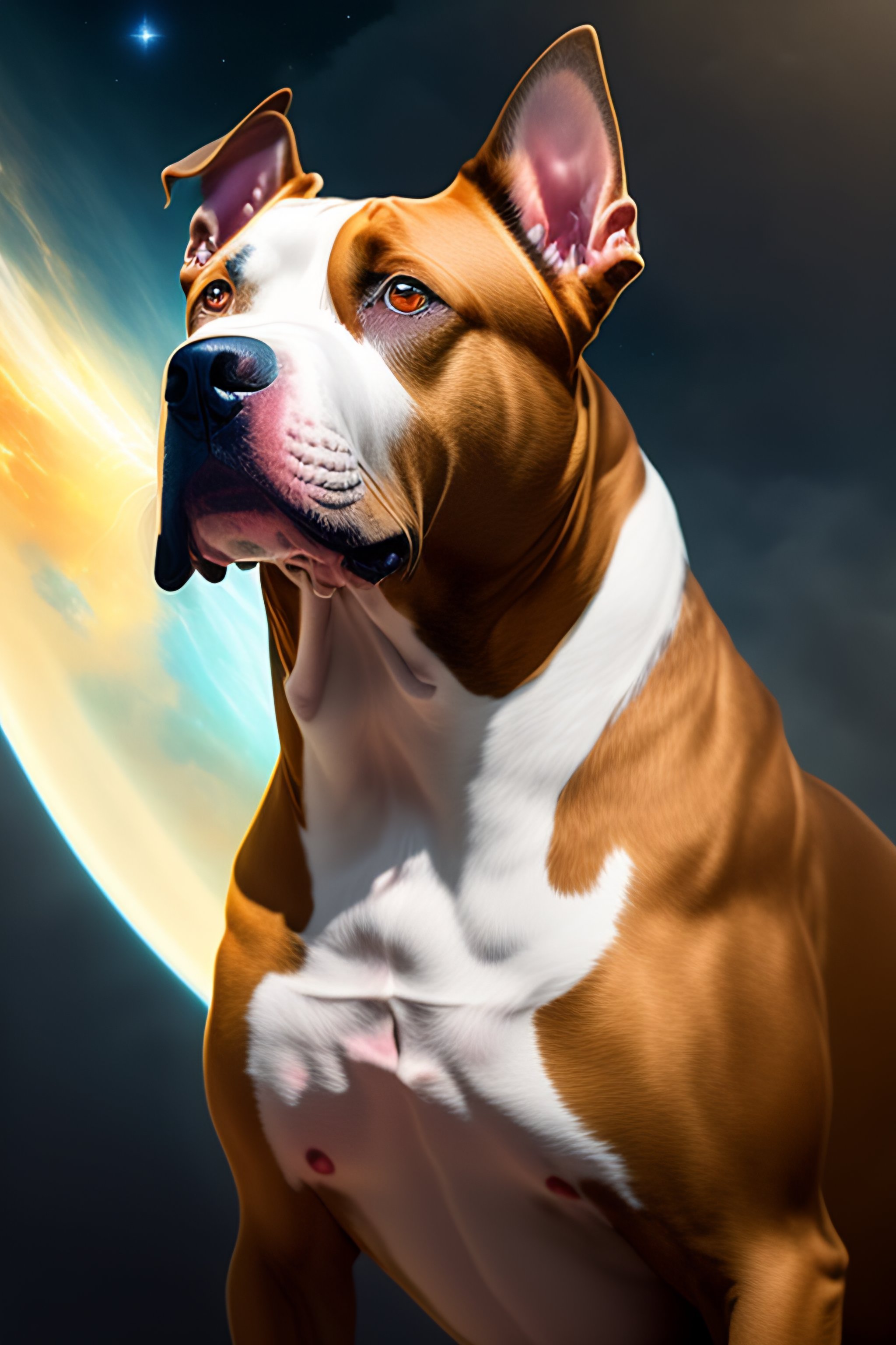 Lexica - A Pitbull Dog as an astronaut, space, highly detailed, digital ...