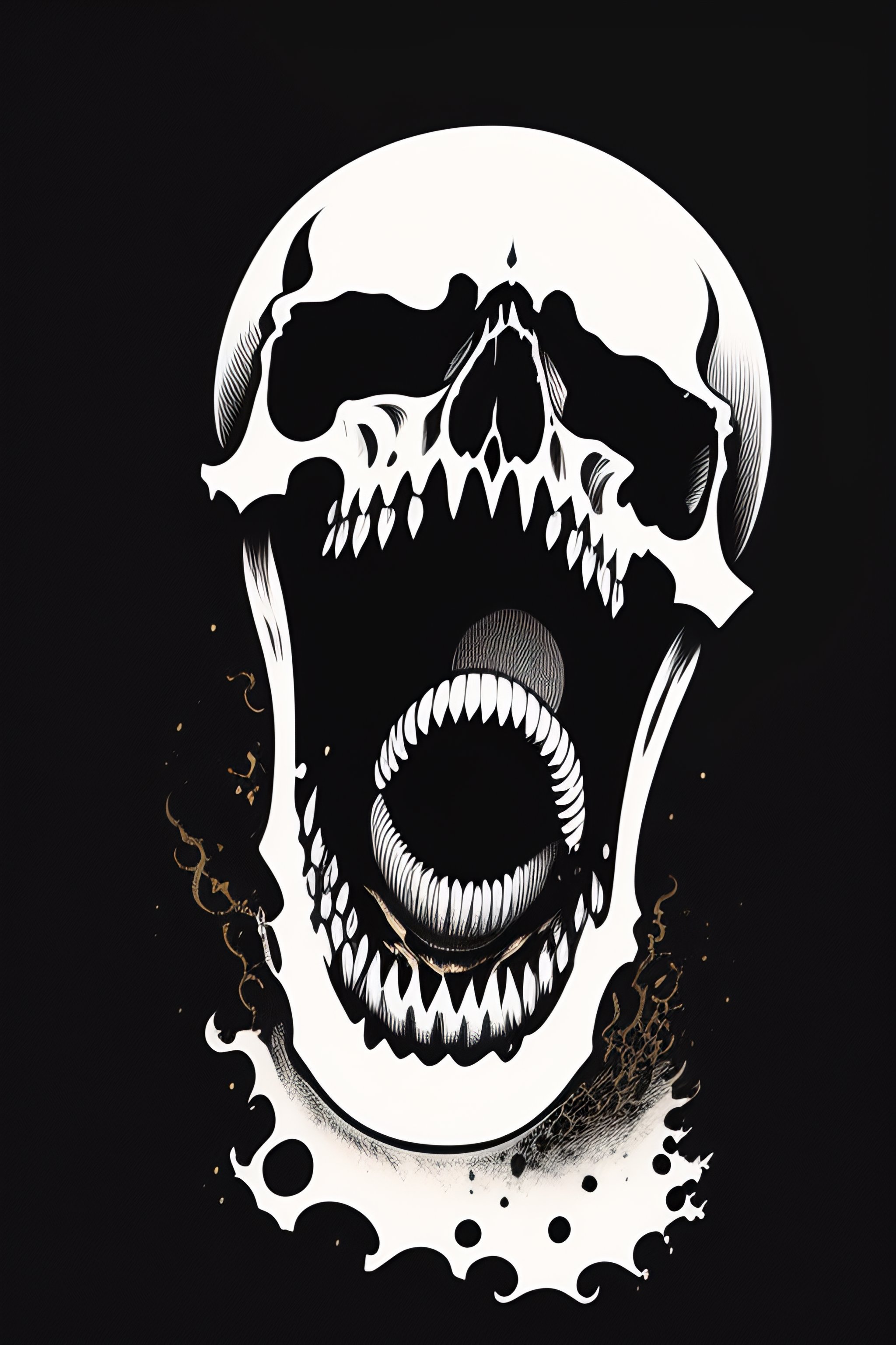 Lexica - Skull, screaming, black background, berserk, Kentaro Miura, professional art, trending ...
