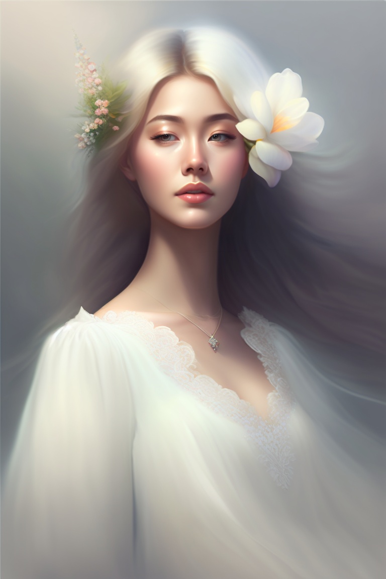 Lexica - Beautiful ethereal Woman wearing a white dress, digital ...