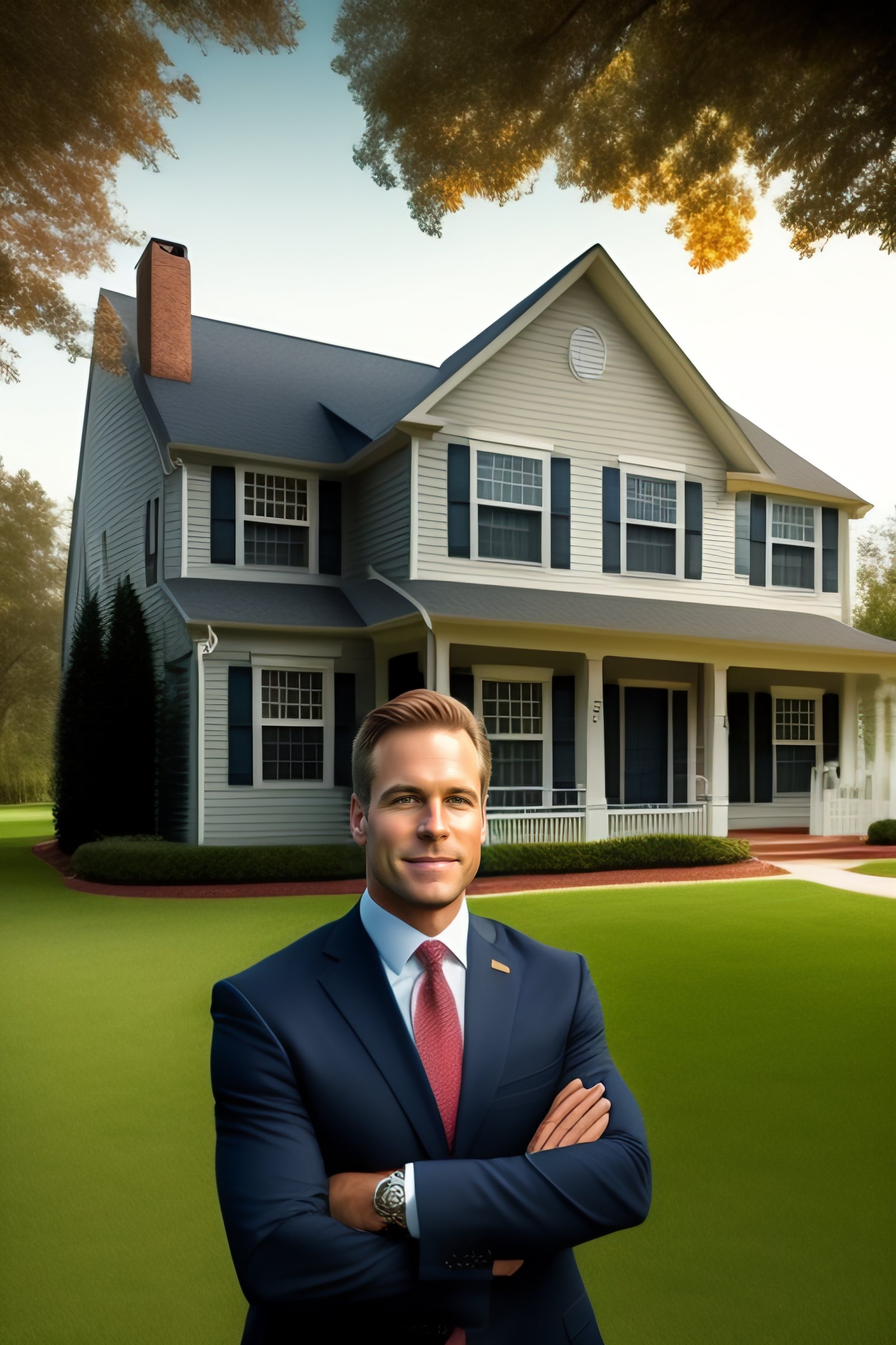 Lexica - A portrait of a white male real estate investor in front of ...