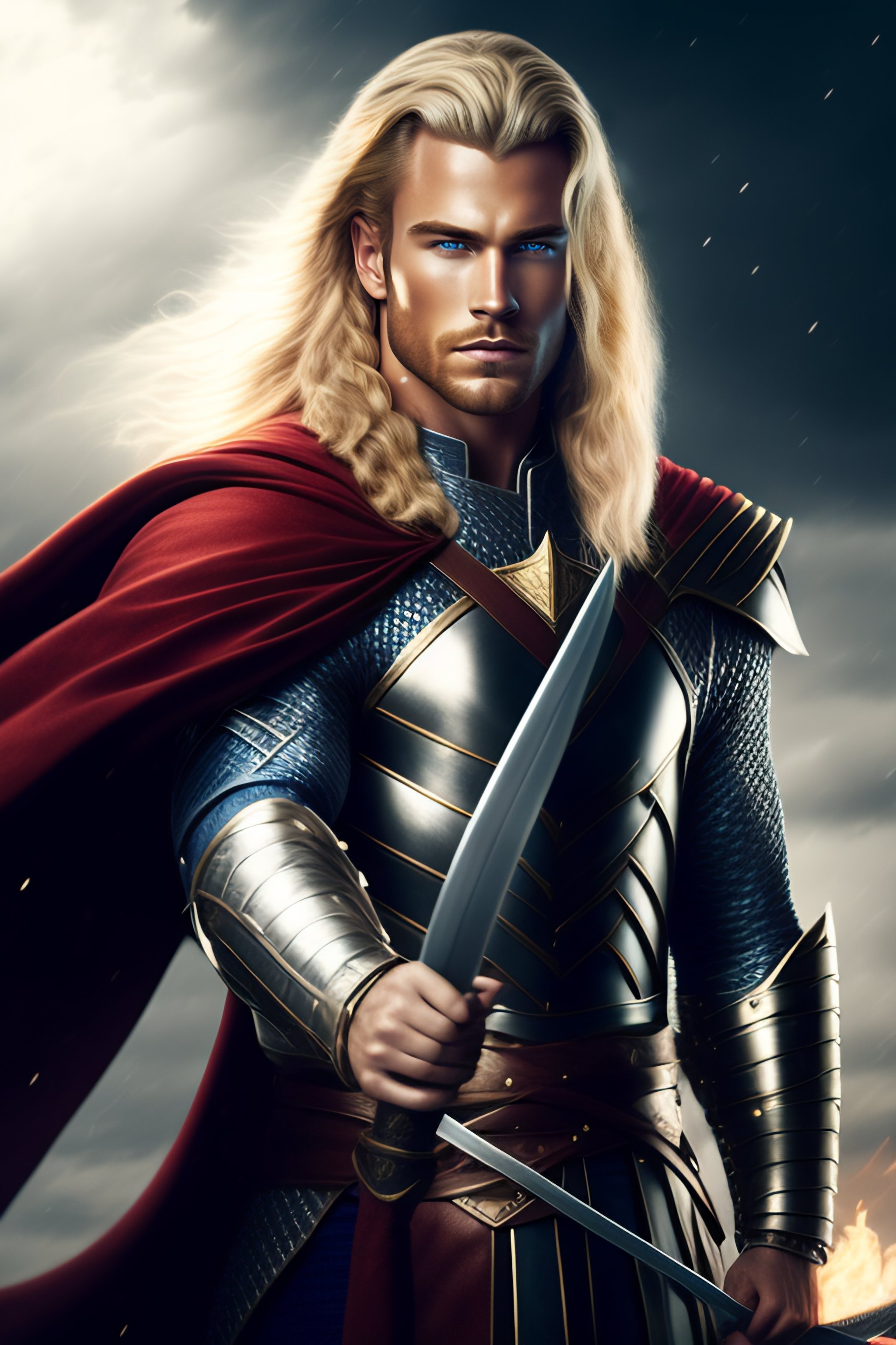 Lexica - Young medieval swordsman. Holding a sword in one hand. charming smile. confidence ...