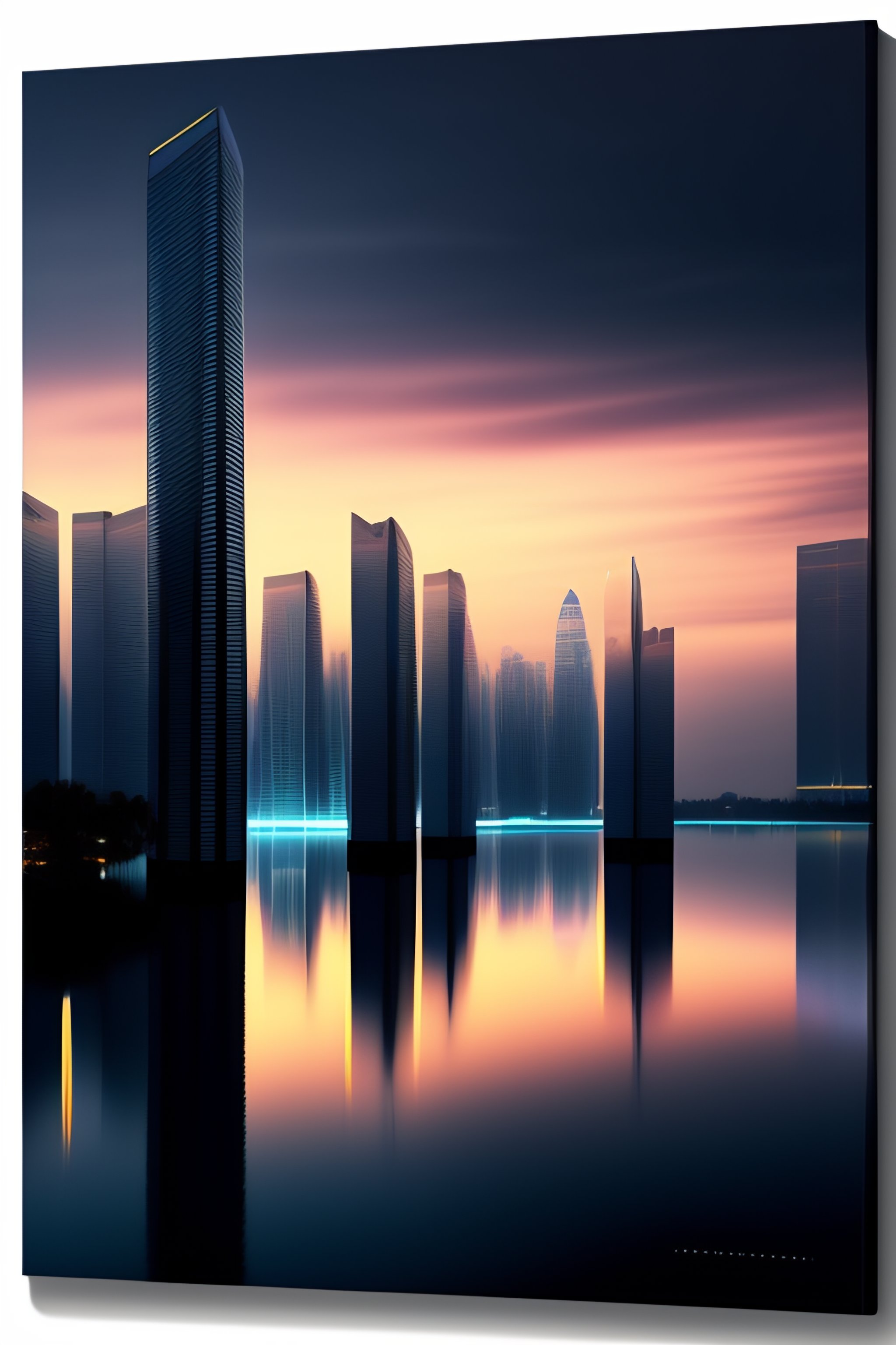 Lexica - A modern city landscape. some tall modern buildngs with water ...