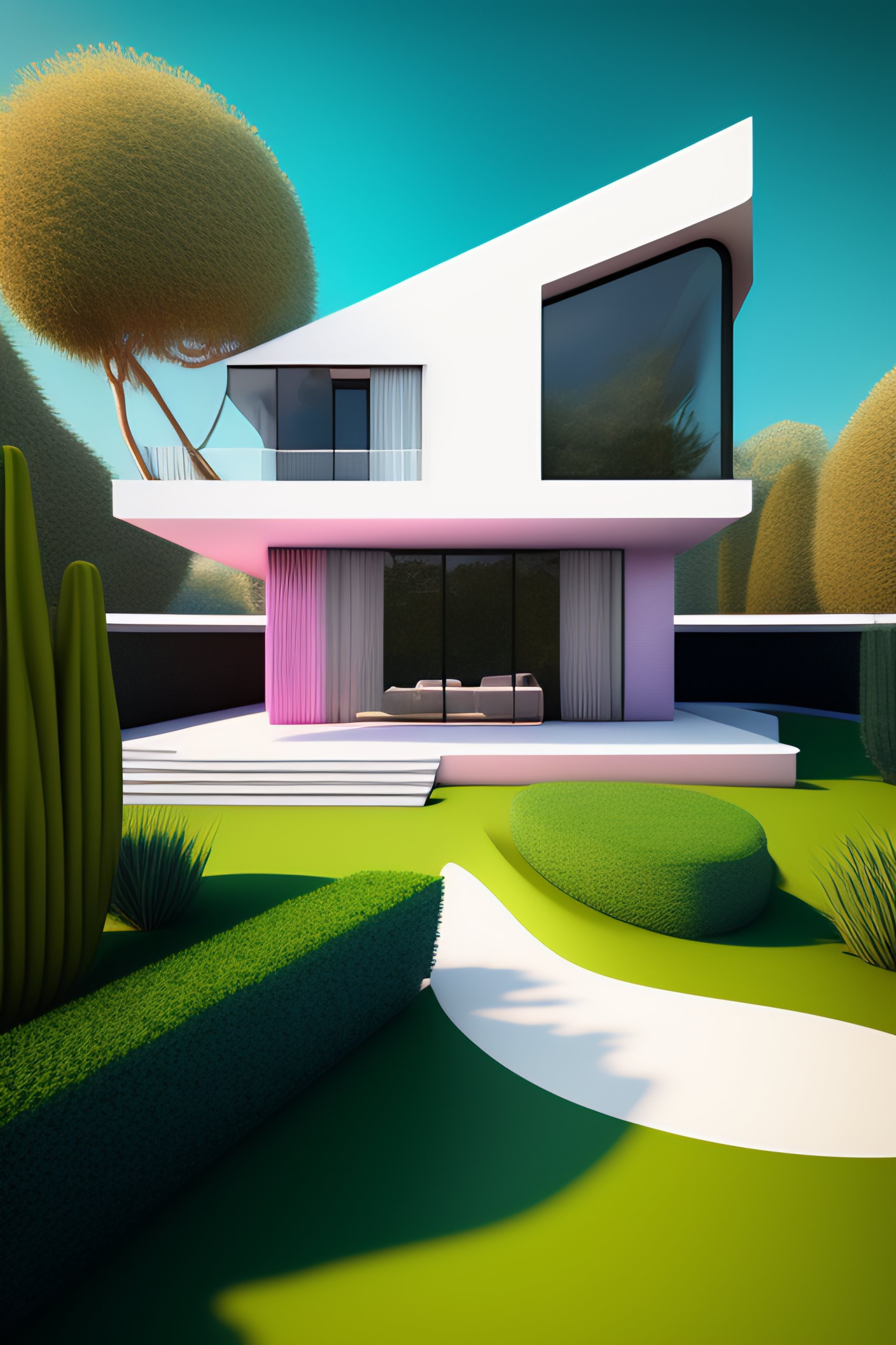 Lexica - Digital image of a stylish house with a cartoon-style ...