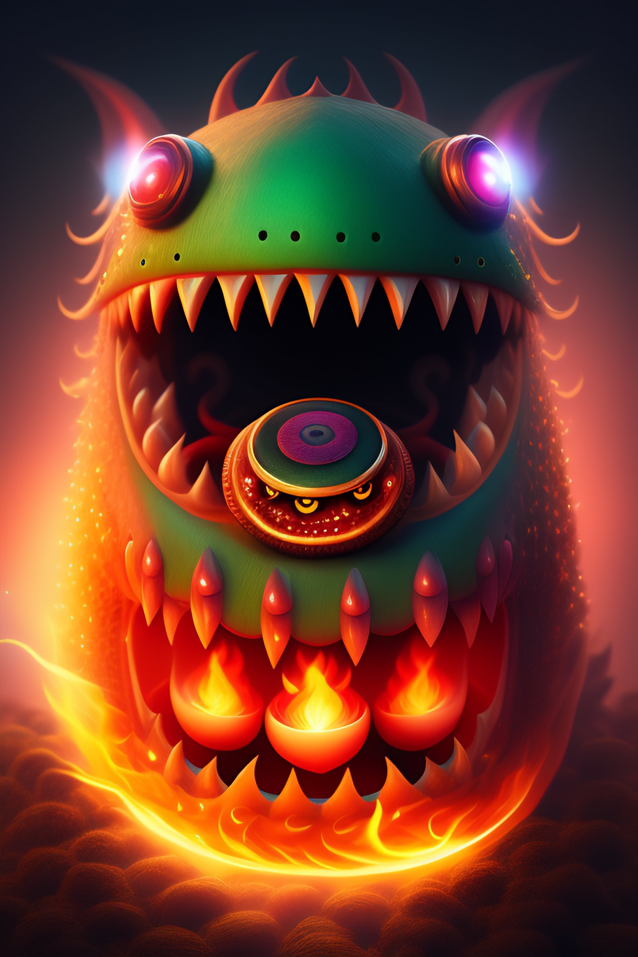 Lexica - Funny monster with 10 eyes, 3 mouths and 100 teeth, 5 ...