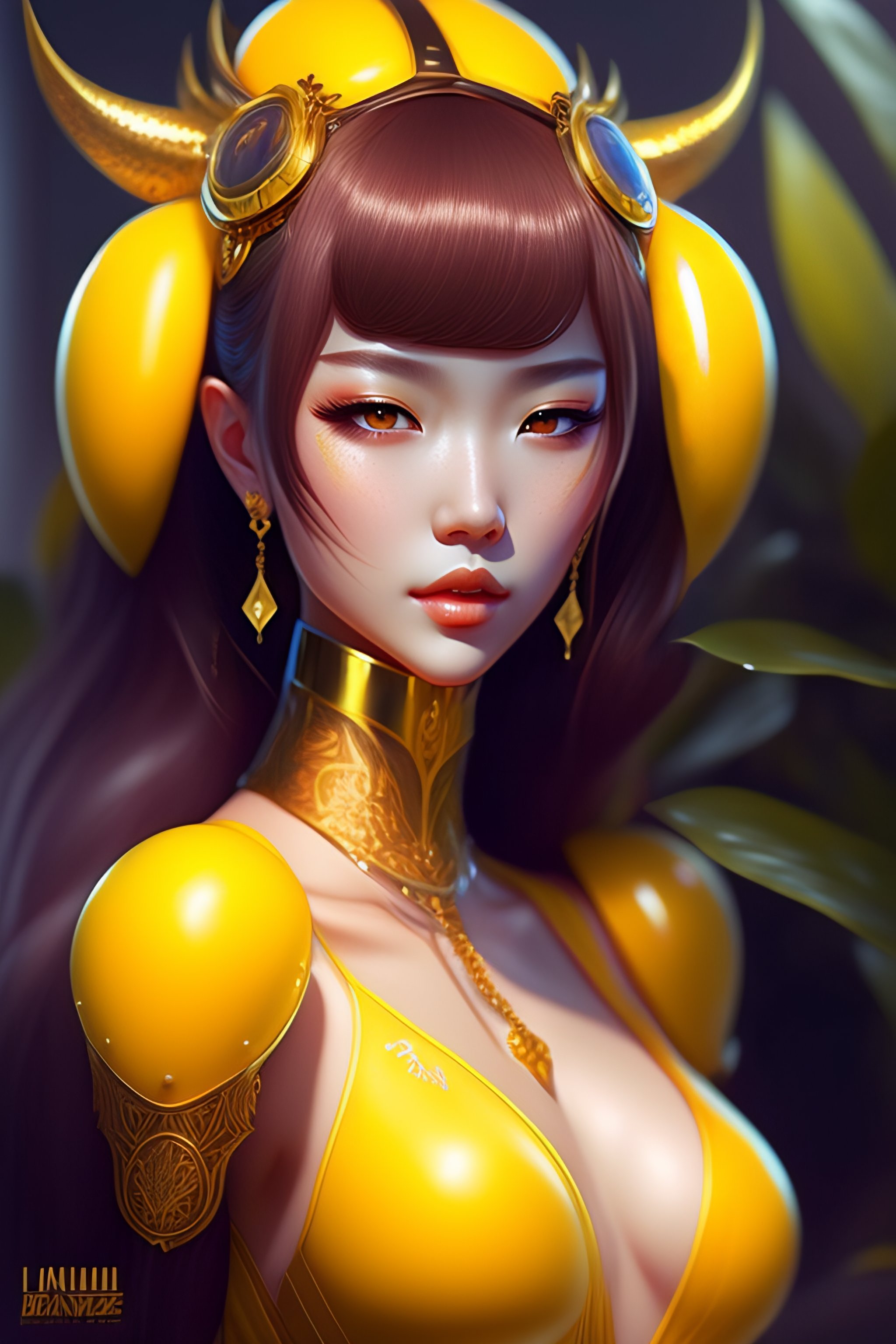 Lexica A Beautiful Devil Girl Wear Transparent Banana Doll Robot