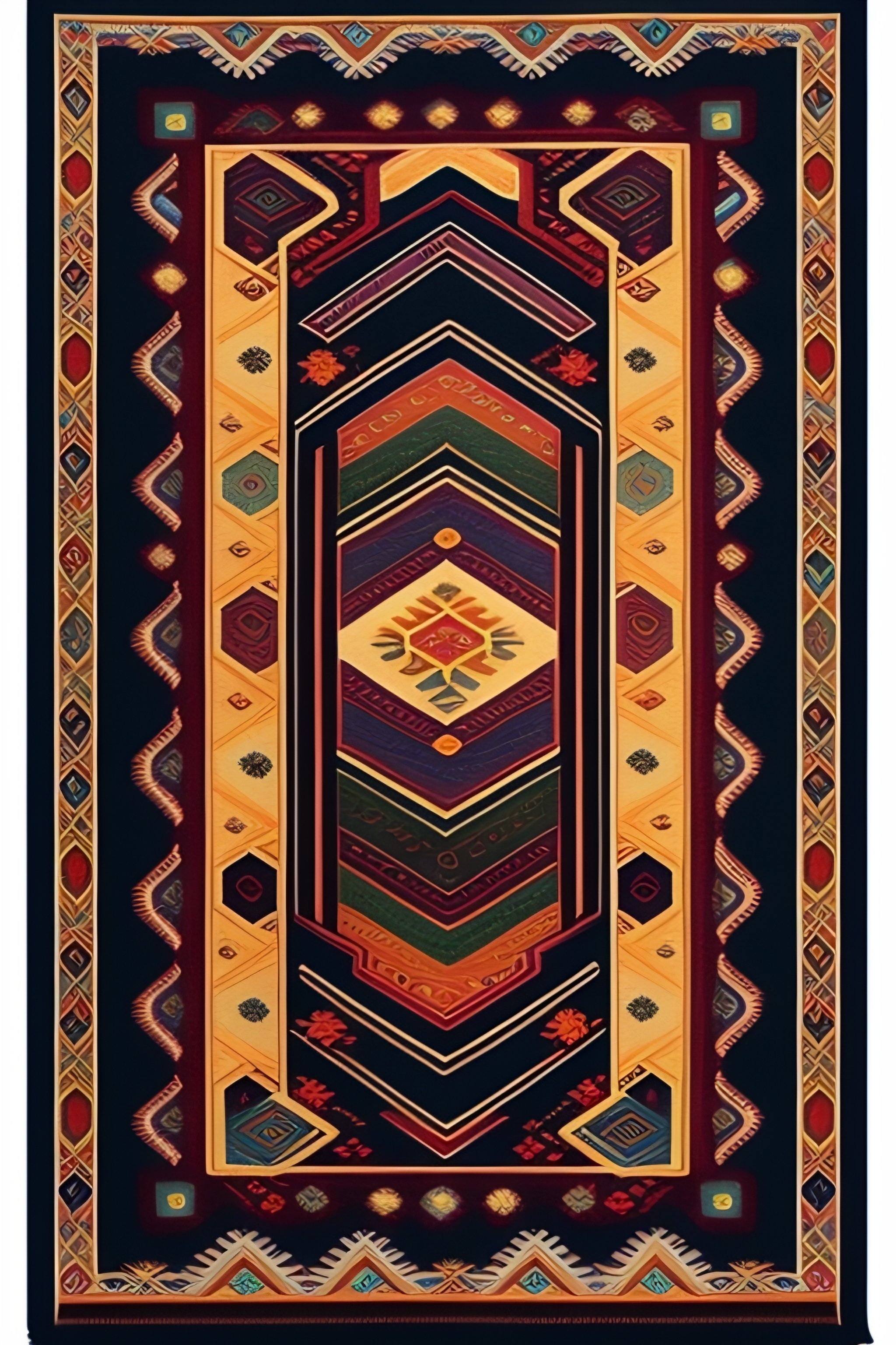 Lexica - Futuristic folkloric russian rug hand drawn