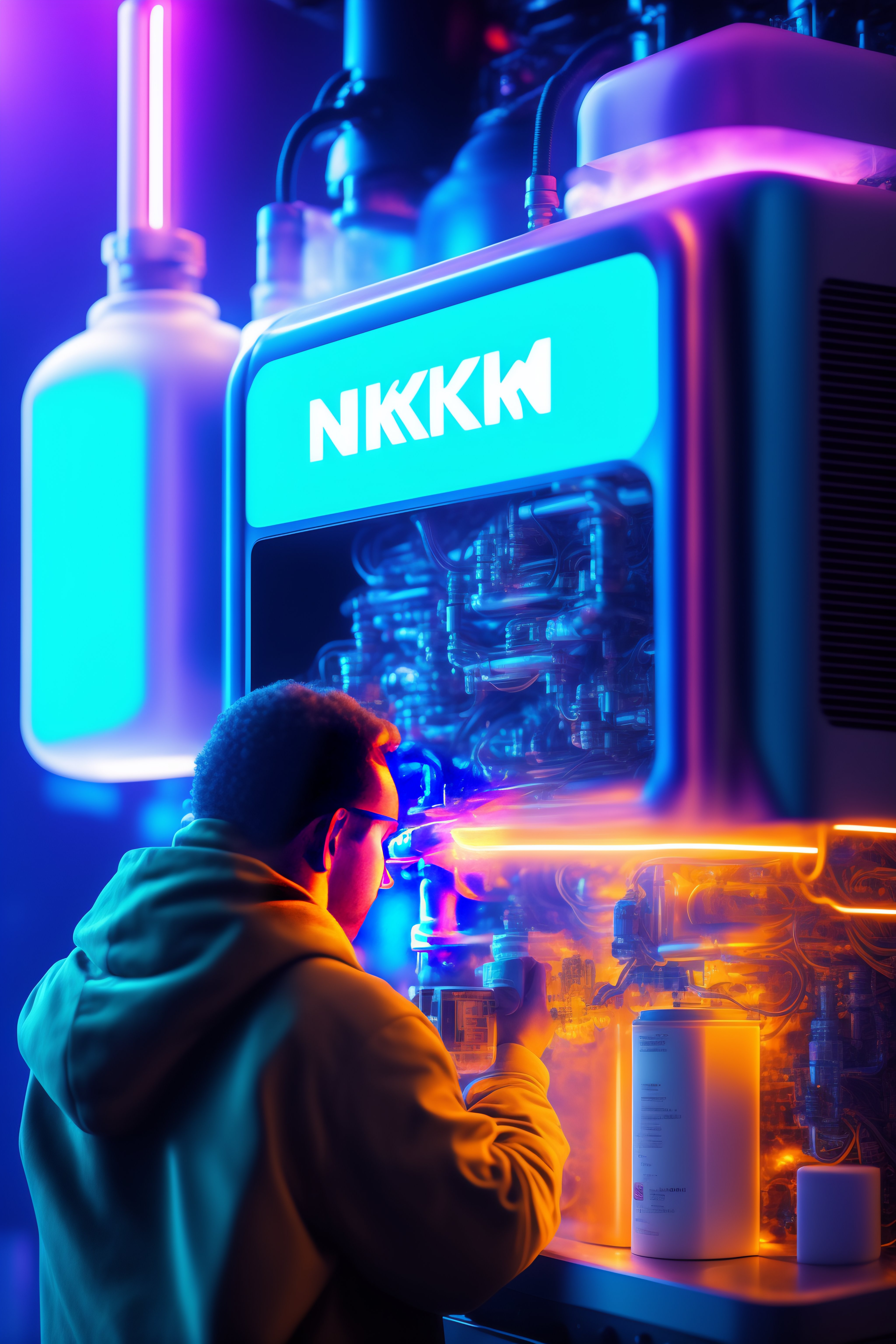 Lexica - Cartoon character overclocking an motherboard with cpu on an ...